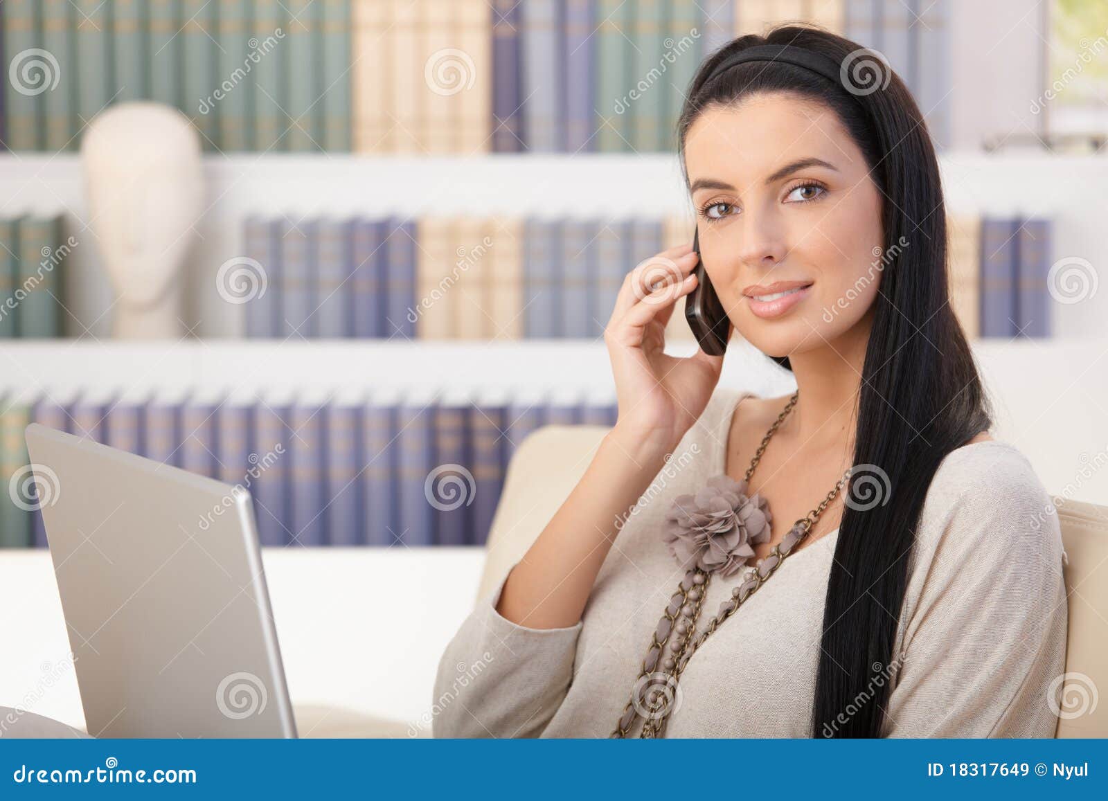 Portrait of Woman on Mobile Call Stock Image - Image of clothing ...