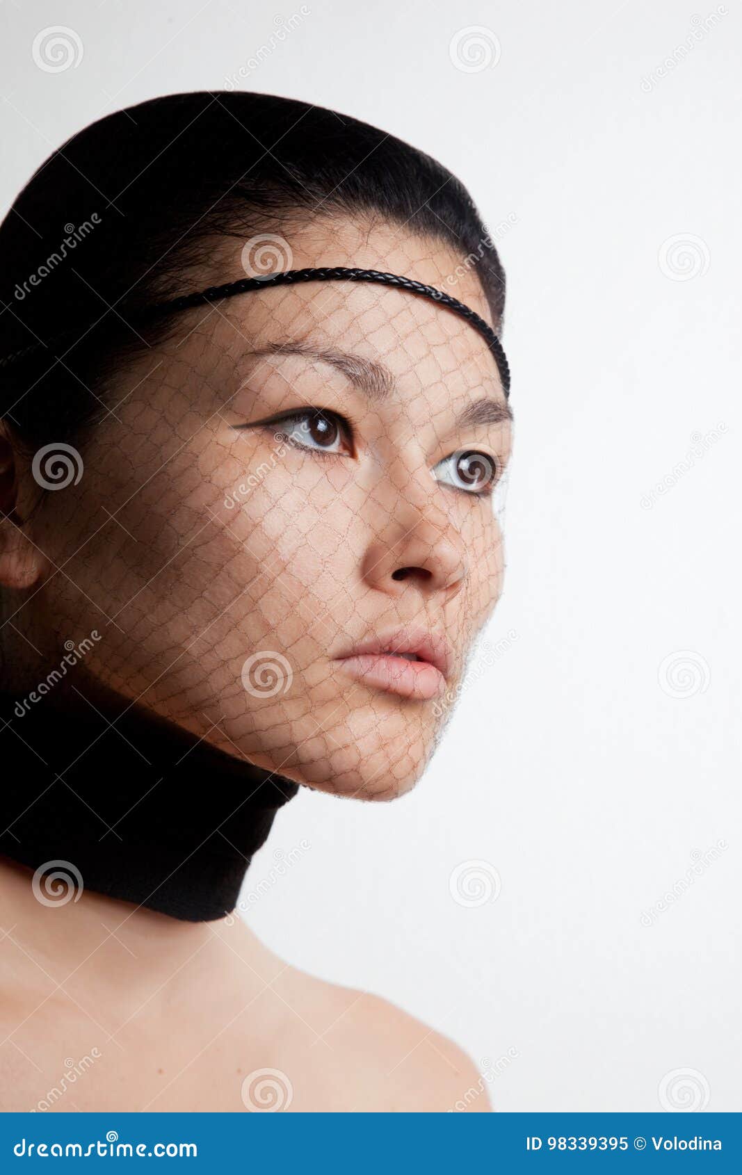 Portrait of Woman with Net on the Face Stock Image - Image of makeup ...