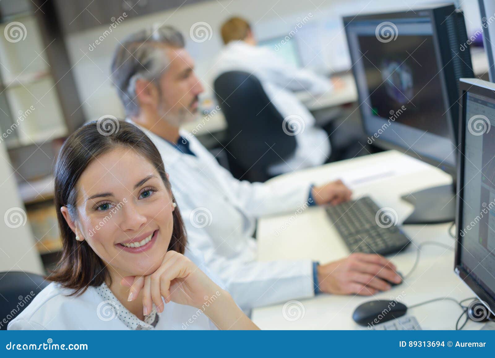 Portrait Woman Next To Computer Stock Photo - Image of women, imagery ...