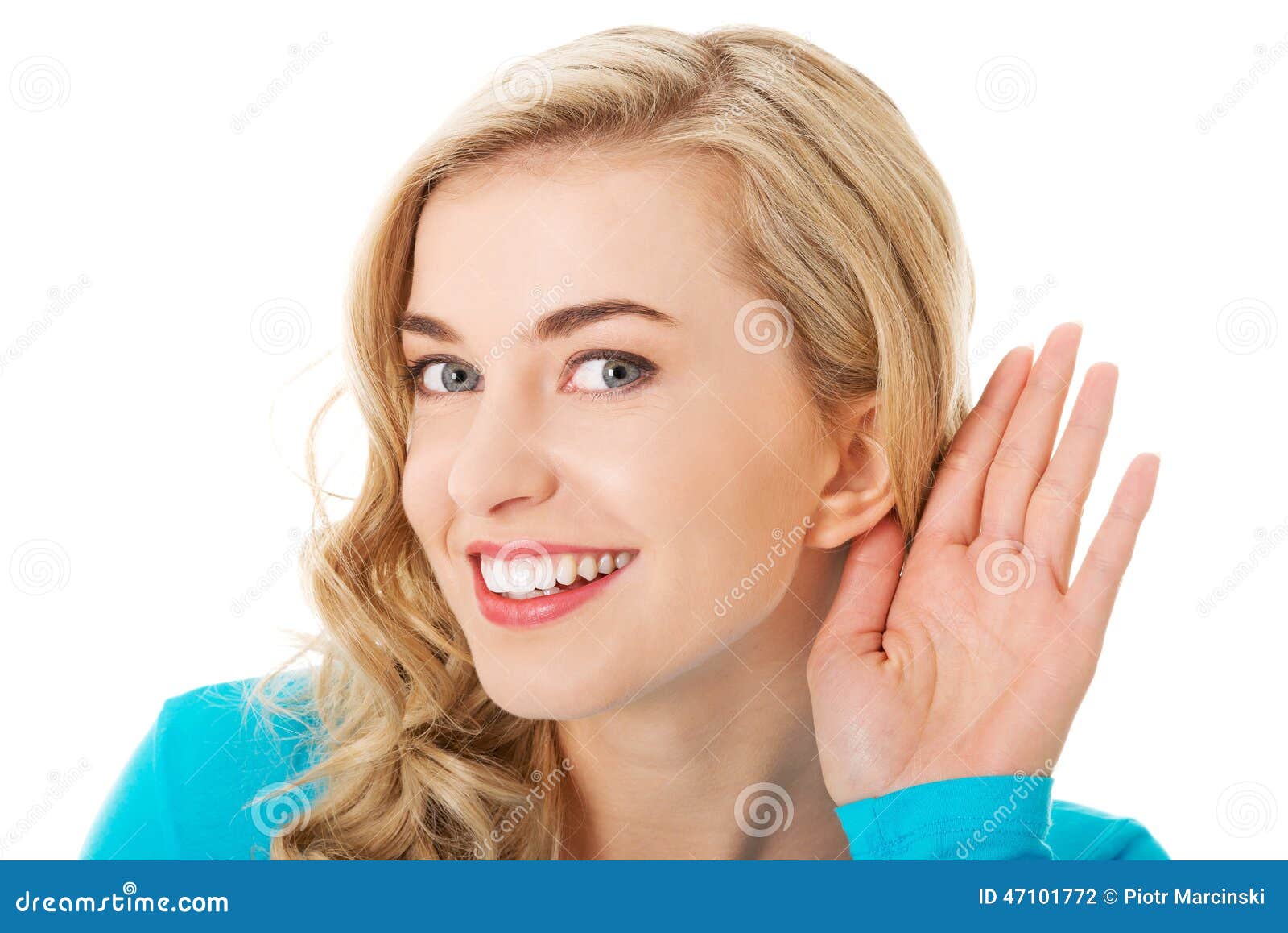 Portrait of Woman Overhearing a Conversation Stock Photo - Image of ...