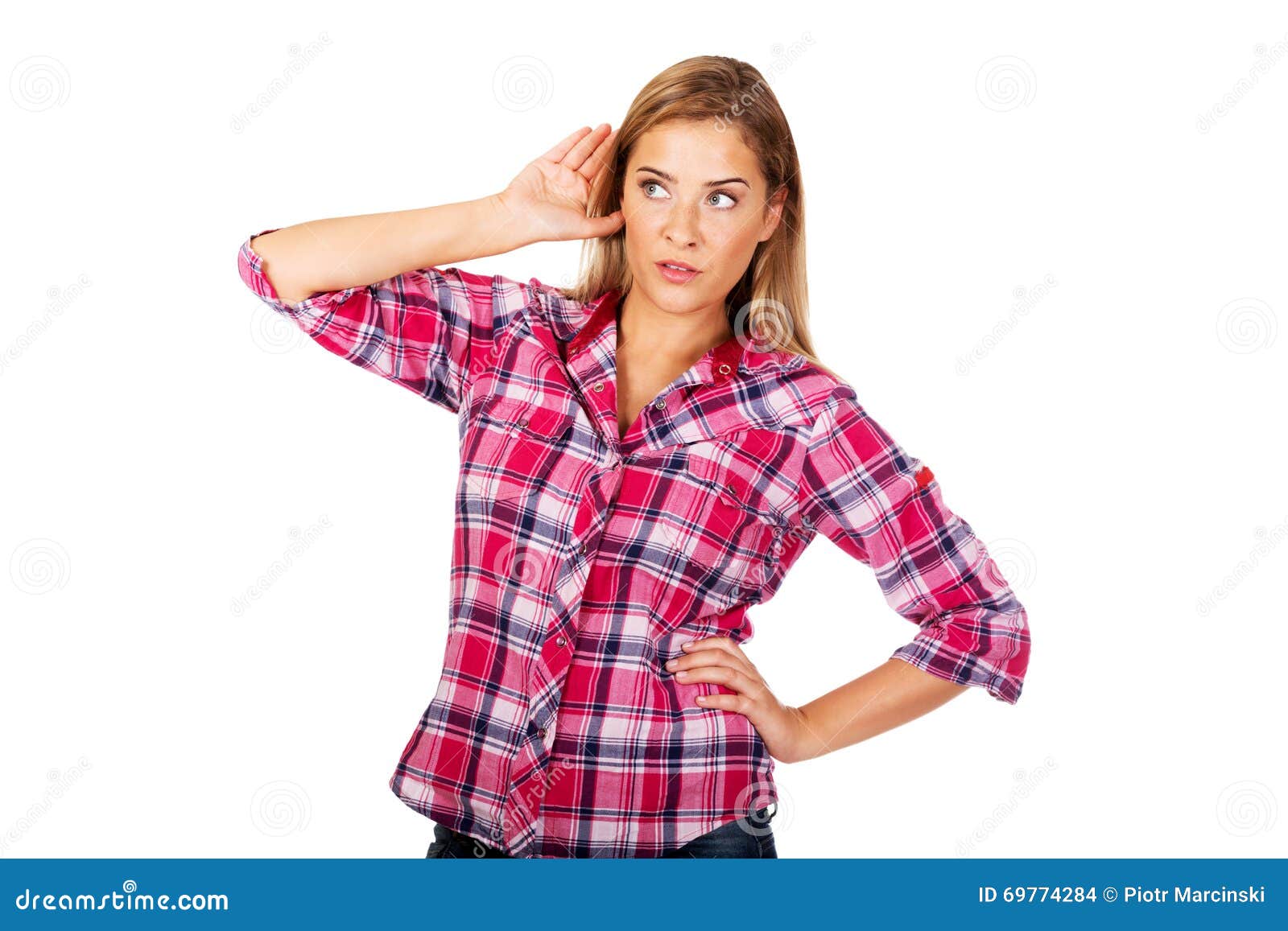 Portrait of Woman Overhearing a Conversation Stock Photo - Image of ...