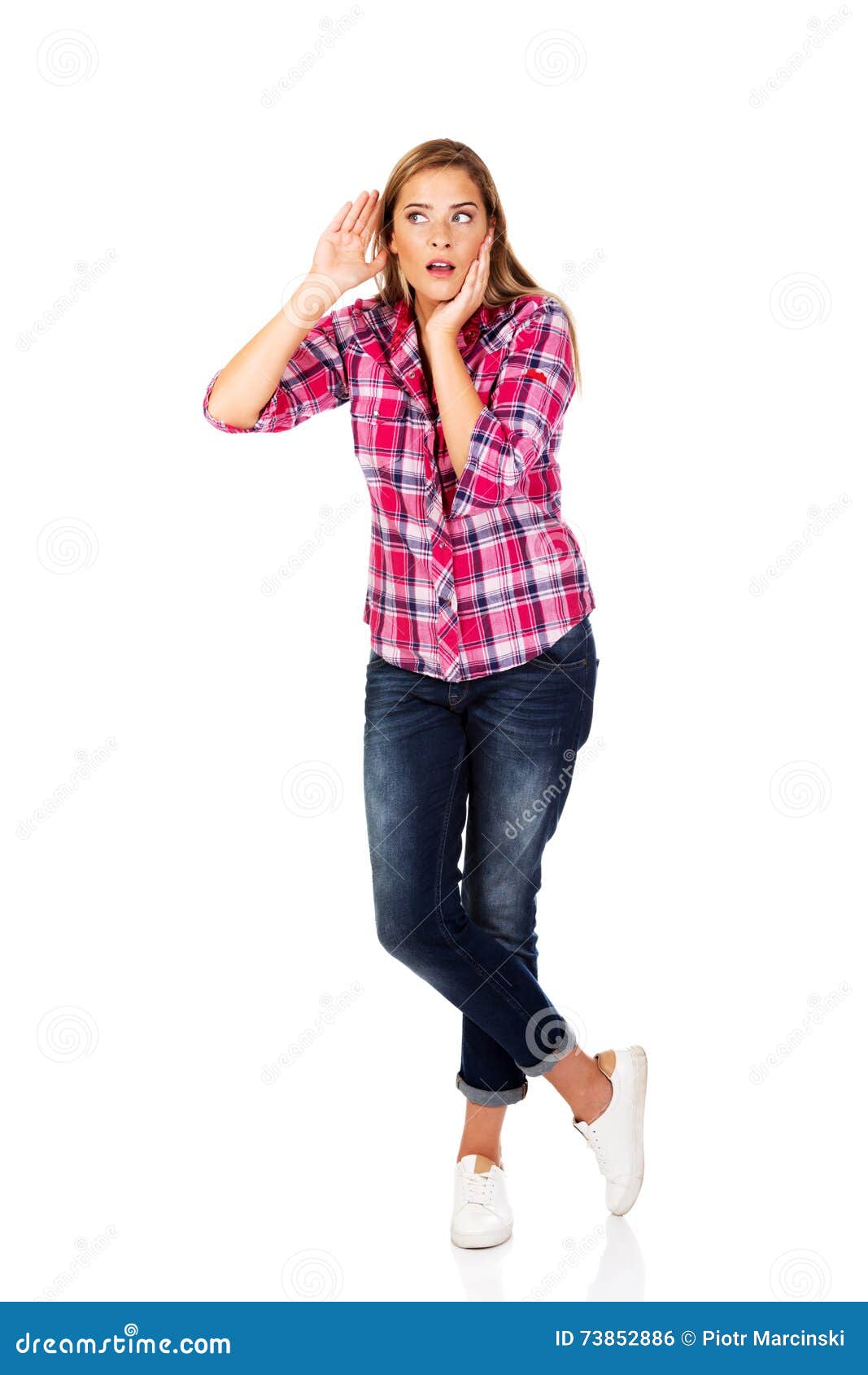 Portrait of Woman Overhearing a Conversation Stock Photo - Image of ...