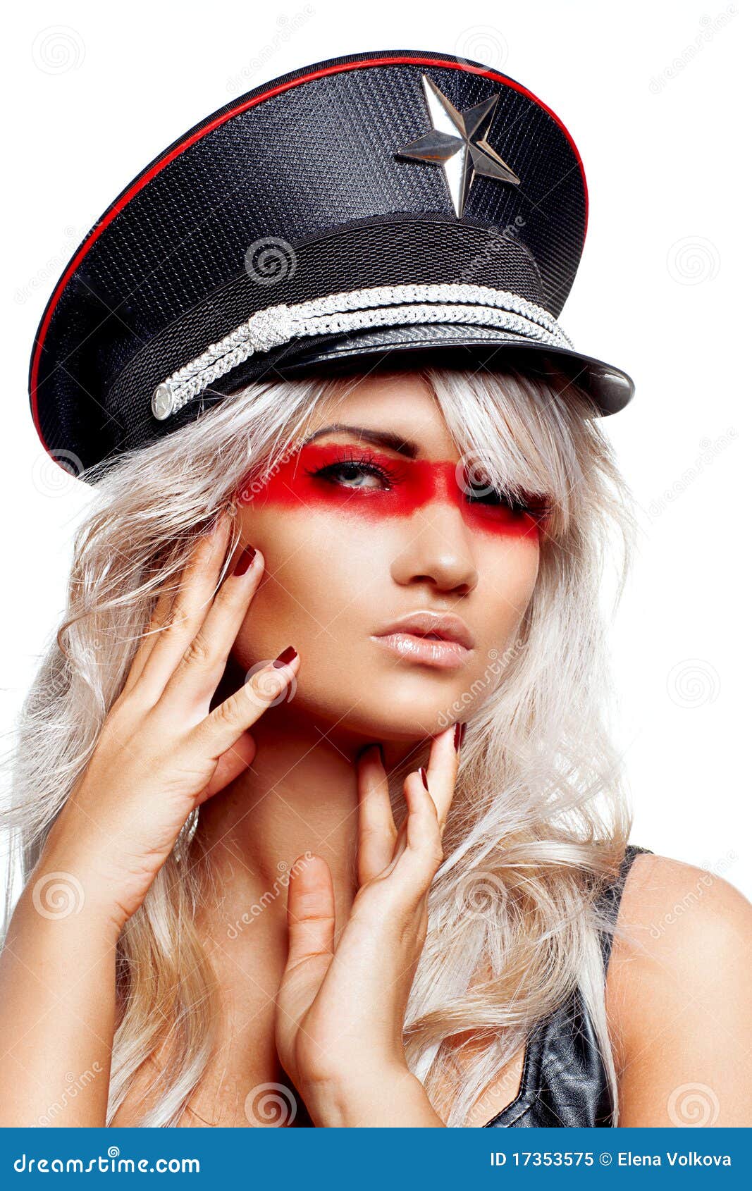 Portrait of a Woman in a Peaked Cap Stock Image - Image of attractive ...