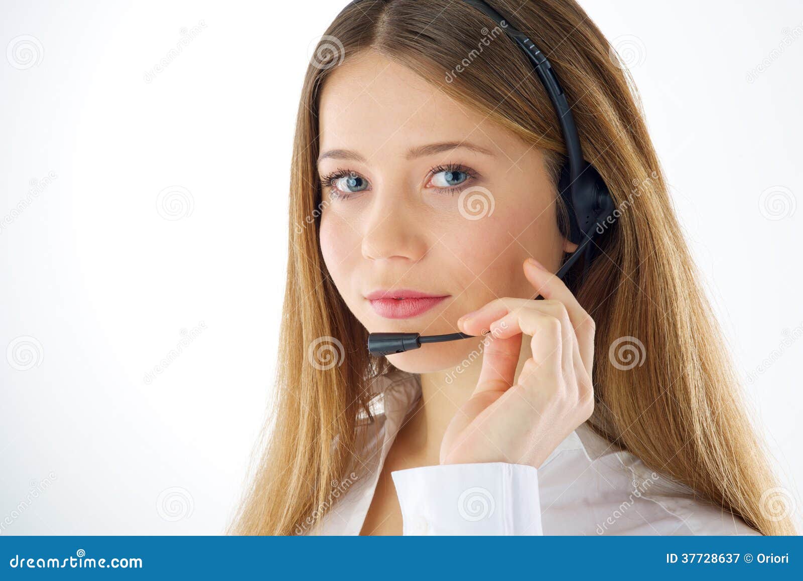 Portrait of Woman Phone Operator Stock Image - Image of operator ...