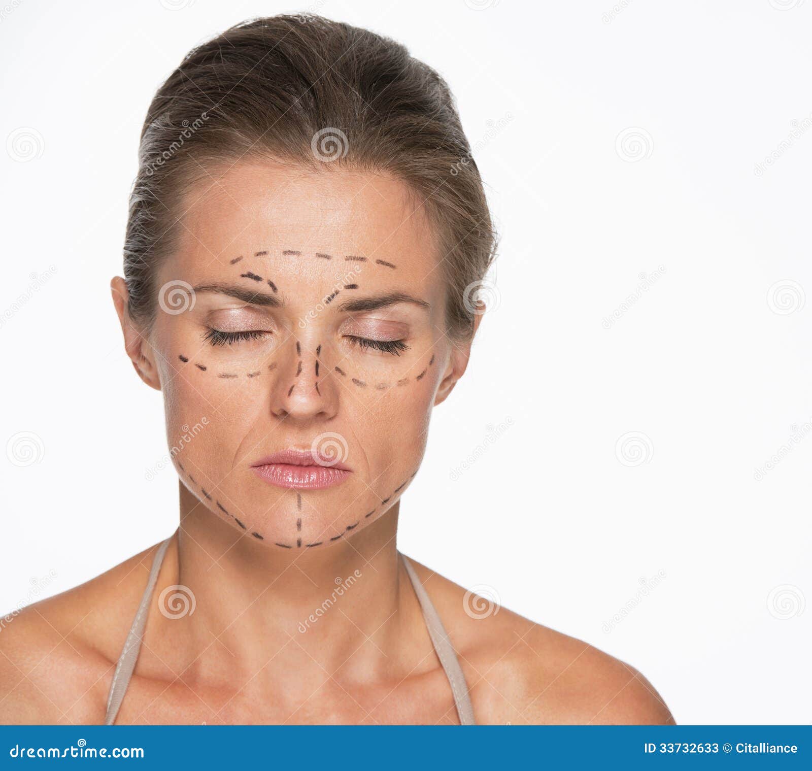 Portrait of Woman with Plastic Surgery Marks on Face Stock Image ...