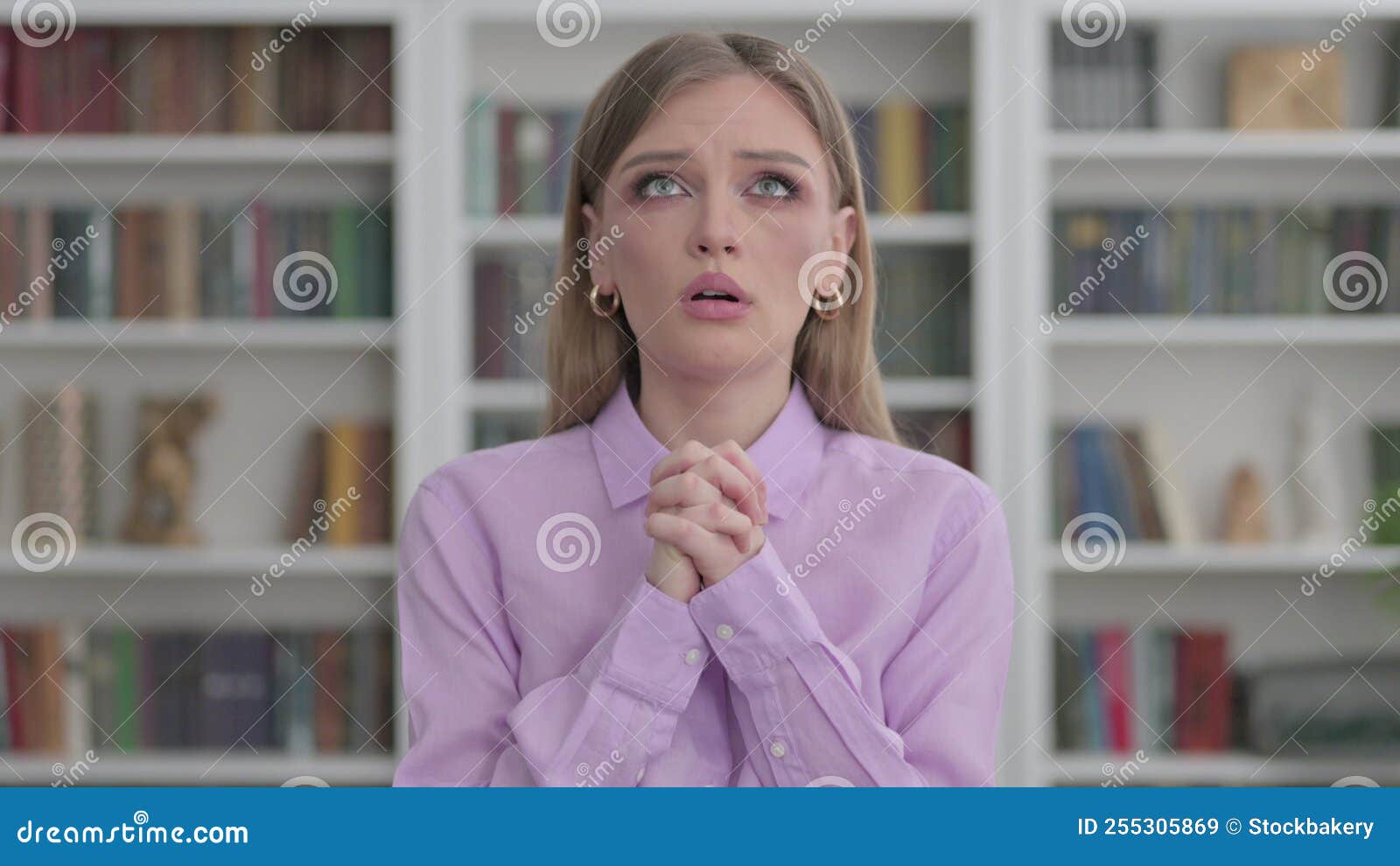 Portrait of Woman Praying for Help Stock Image - Image of hope, office ...