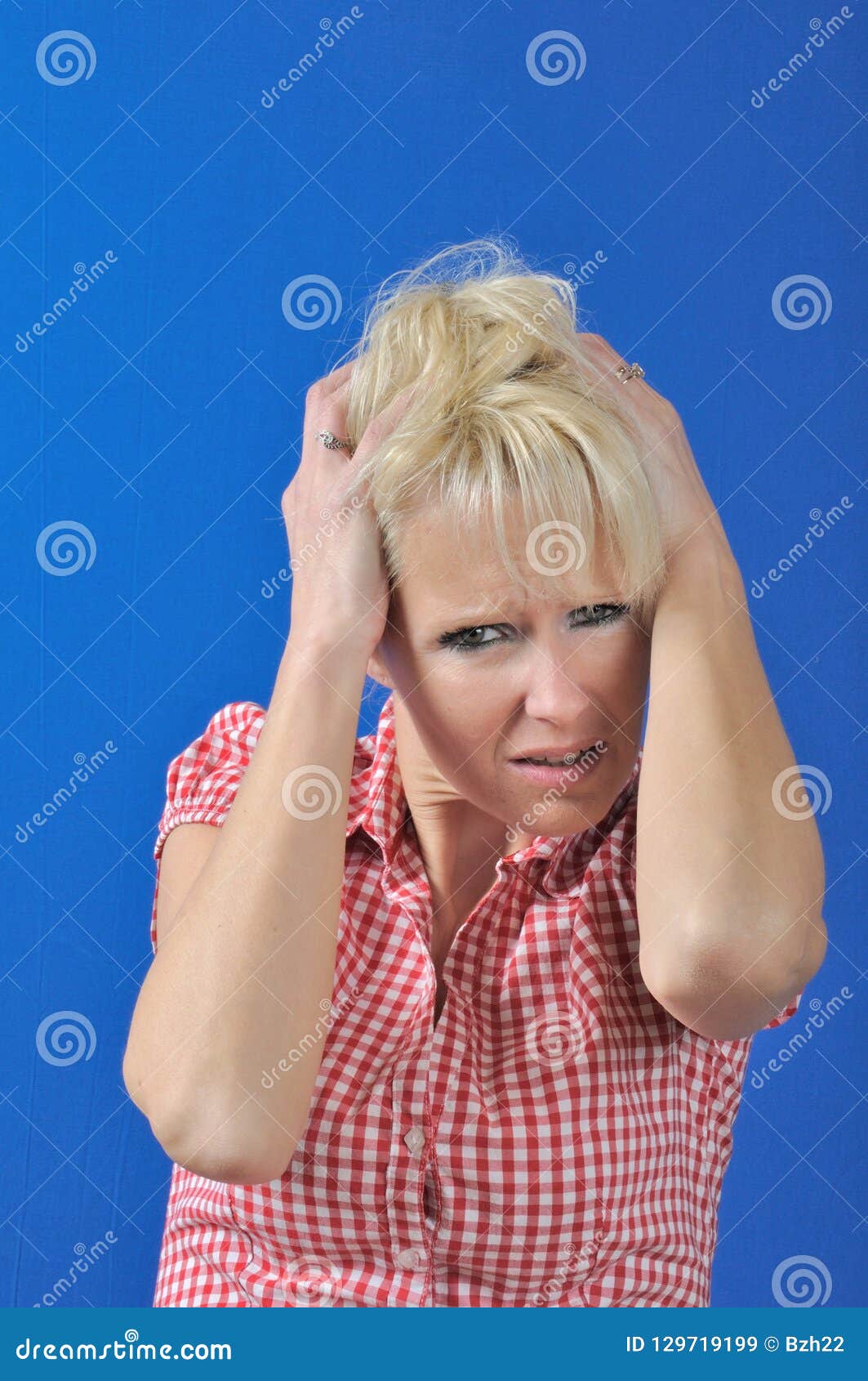 A woman with a problem stock image. Image of portrait - 129719199