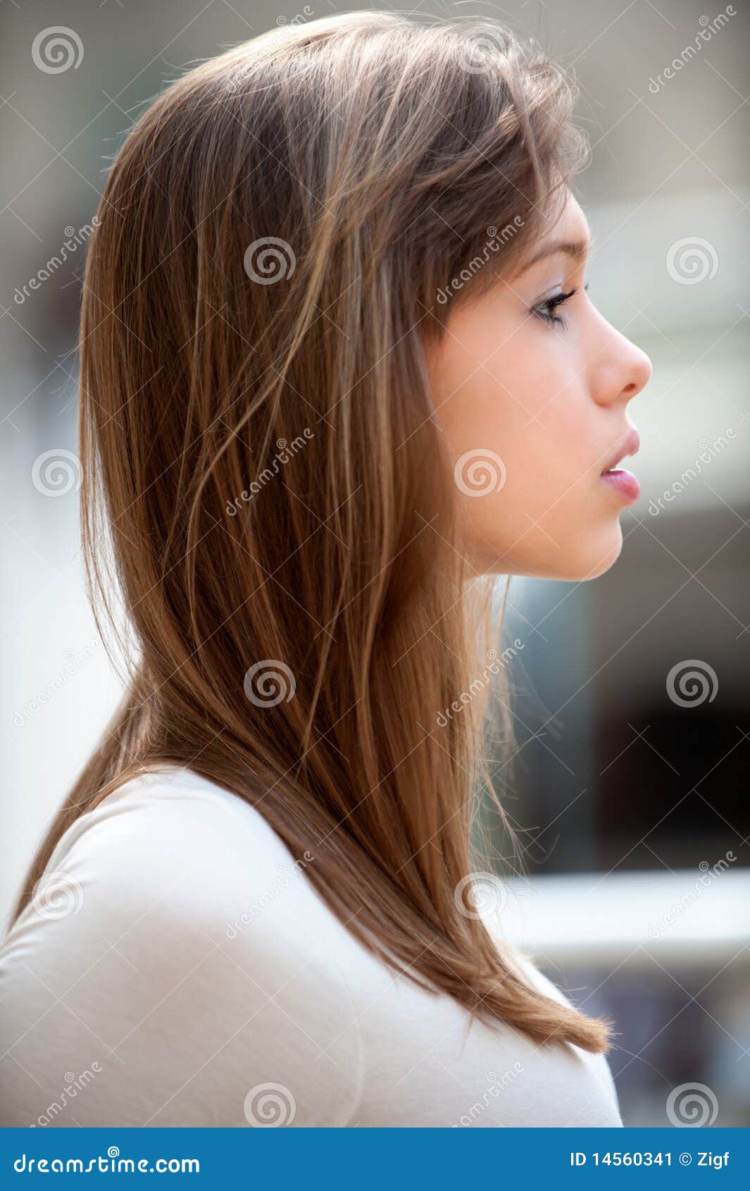 Portrait of Woman in Profile Stock Image - Image of cute, adult: 14560341