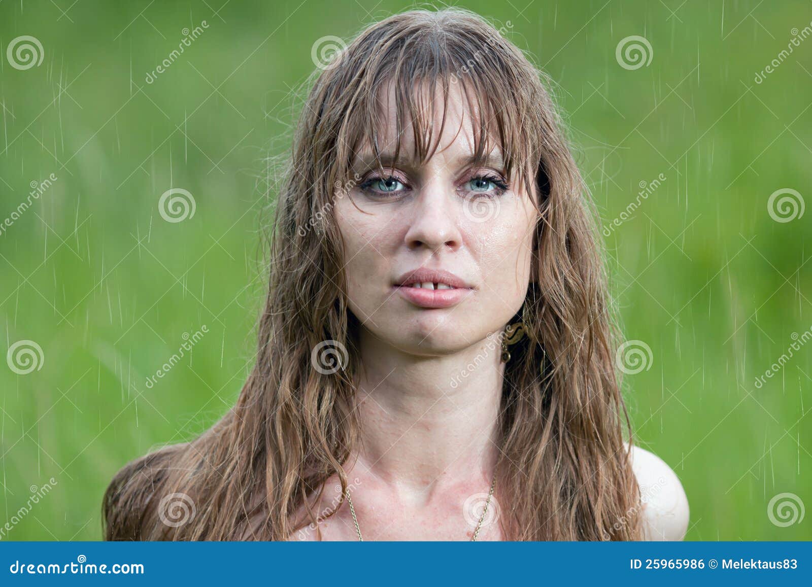 Portrait of the Woman in the Rain Stock Photo - Image of rain, hair ...