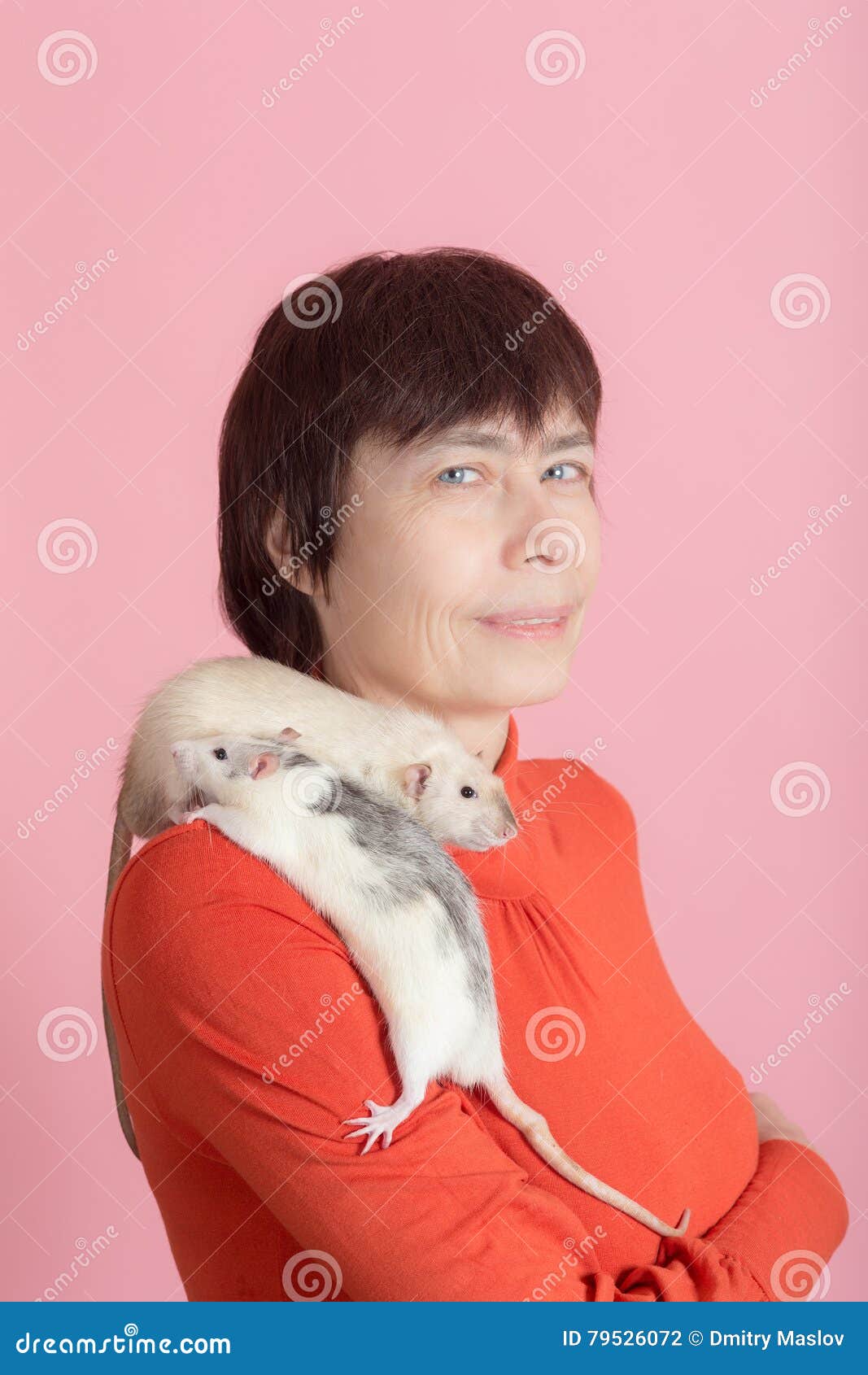 Portrait of a Woman with Rats Stock Photo - Image of females, person ...
