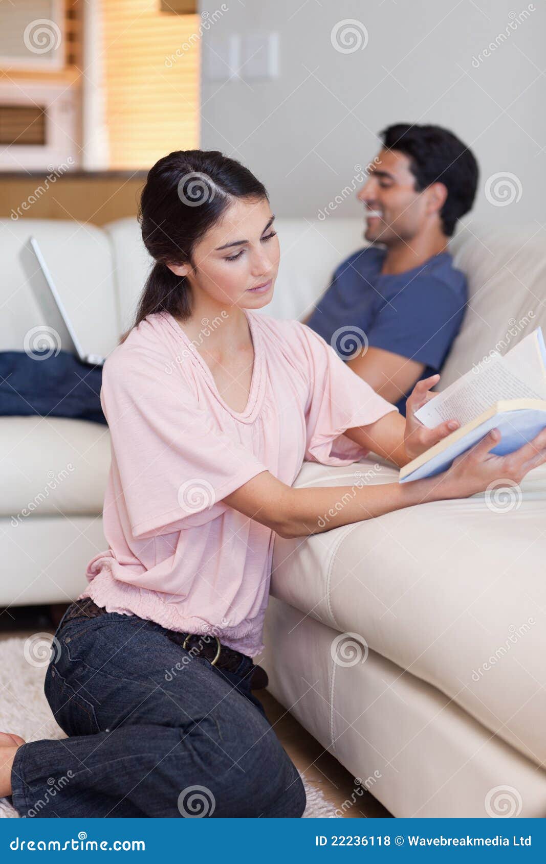 Portrait of a Woman Reading a Book Stock Photo - Image of indoors ...
