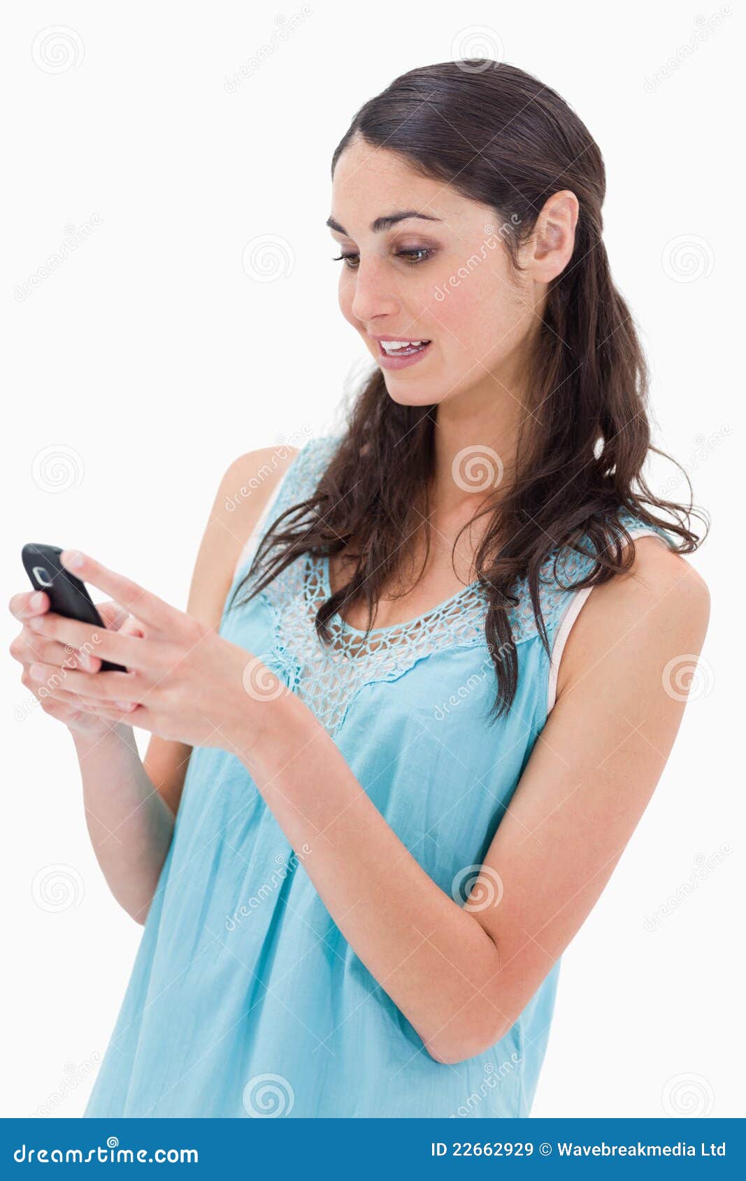 Portrait of a Woman Reading a Text Message Stock Image - Image of ...