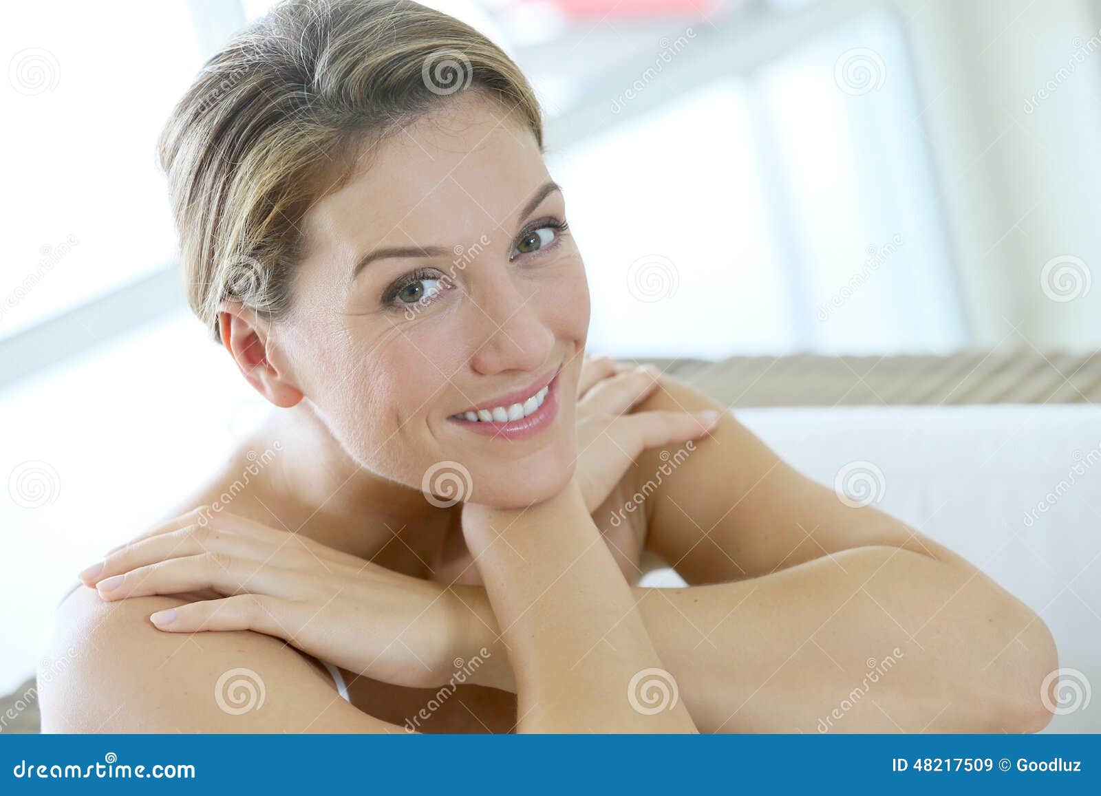 Portrait of a Woman Relaxing Stock Image - Image of living, casual ...