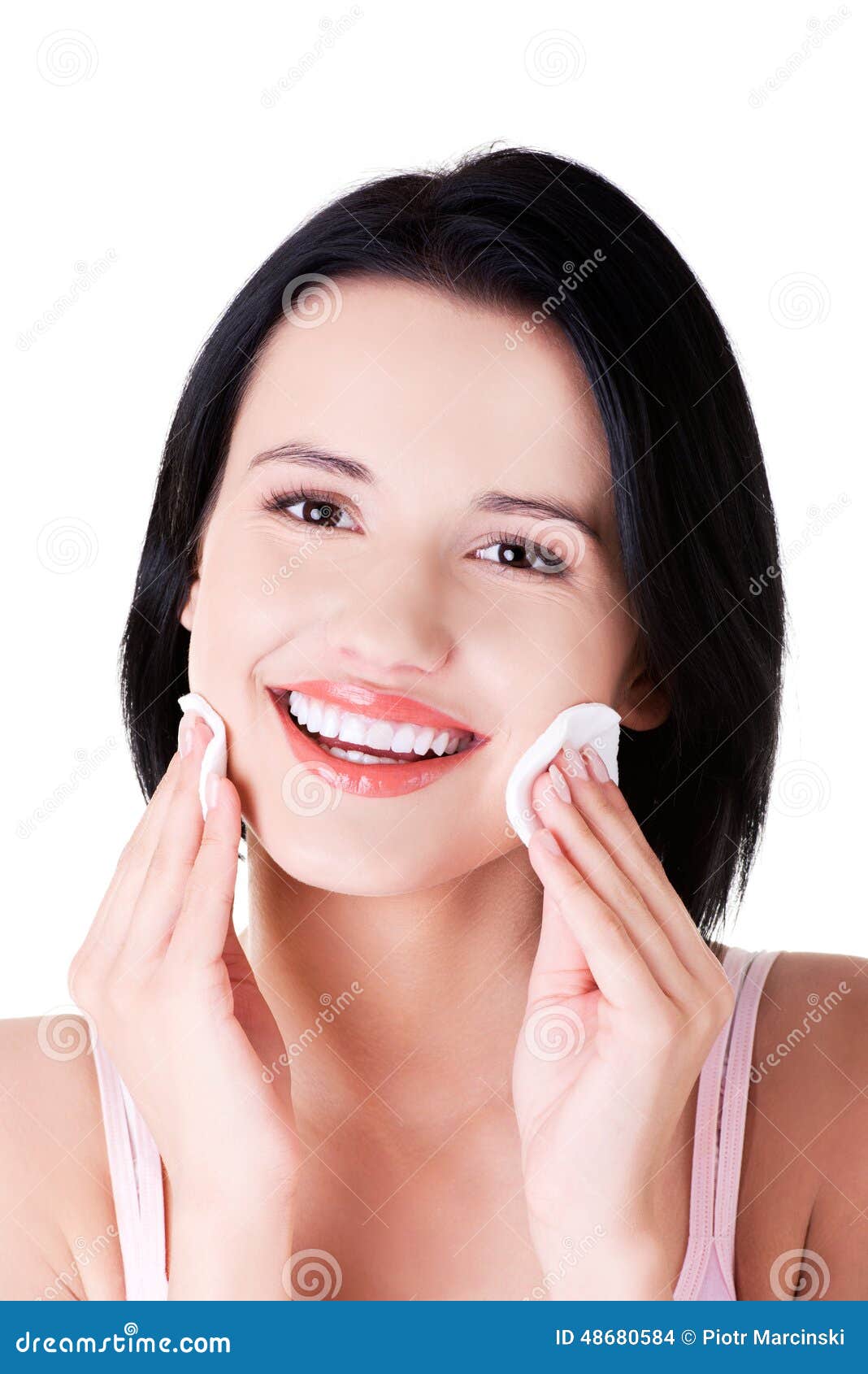 Portrait of a Woman Removing Makeup Stock Photo - Image of person ...