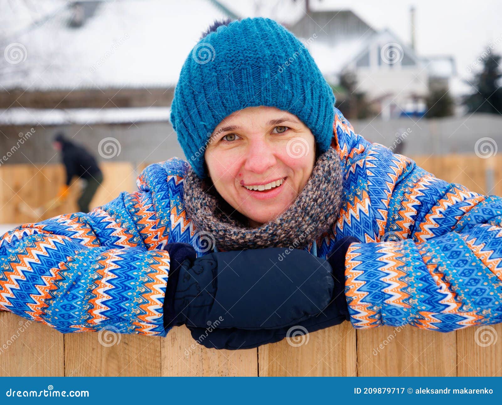 Portrait of a Woman with Ruddy Cheeks in the Cold Stock Image - Image ...