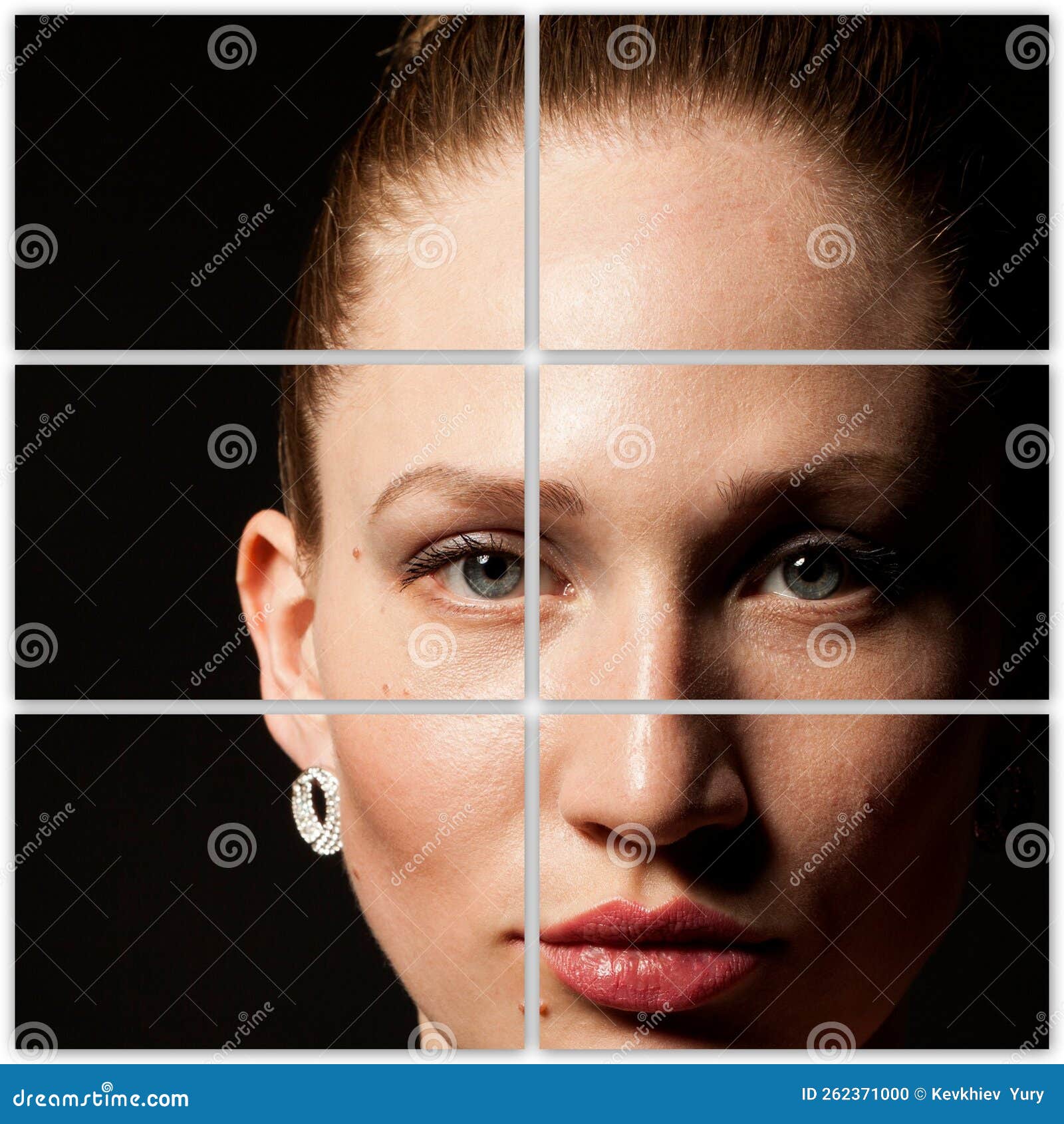 Portrait of Woman`s Face on Black Background Stock Photo - Image of ...