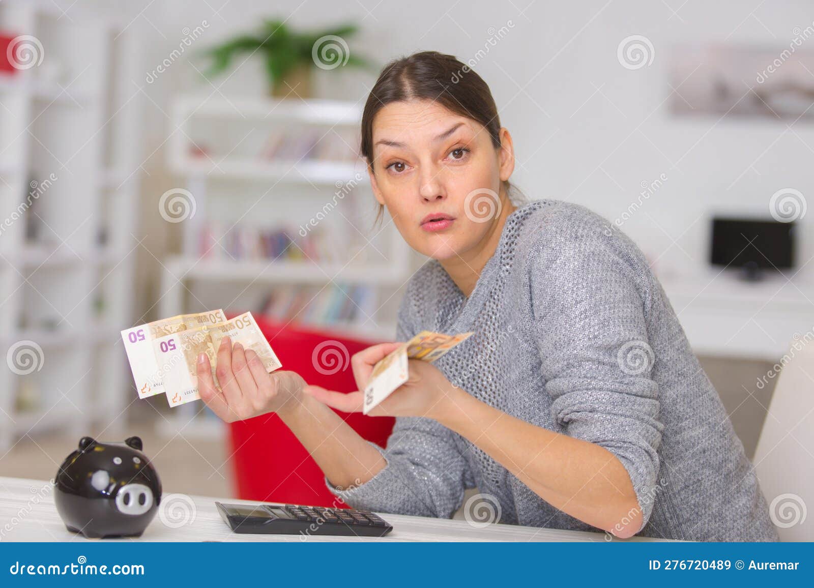 Portrait Woman Saving Money Stock Image - Image of save, notes: 276720489