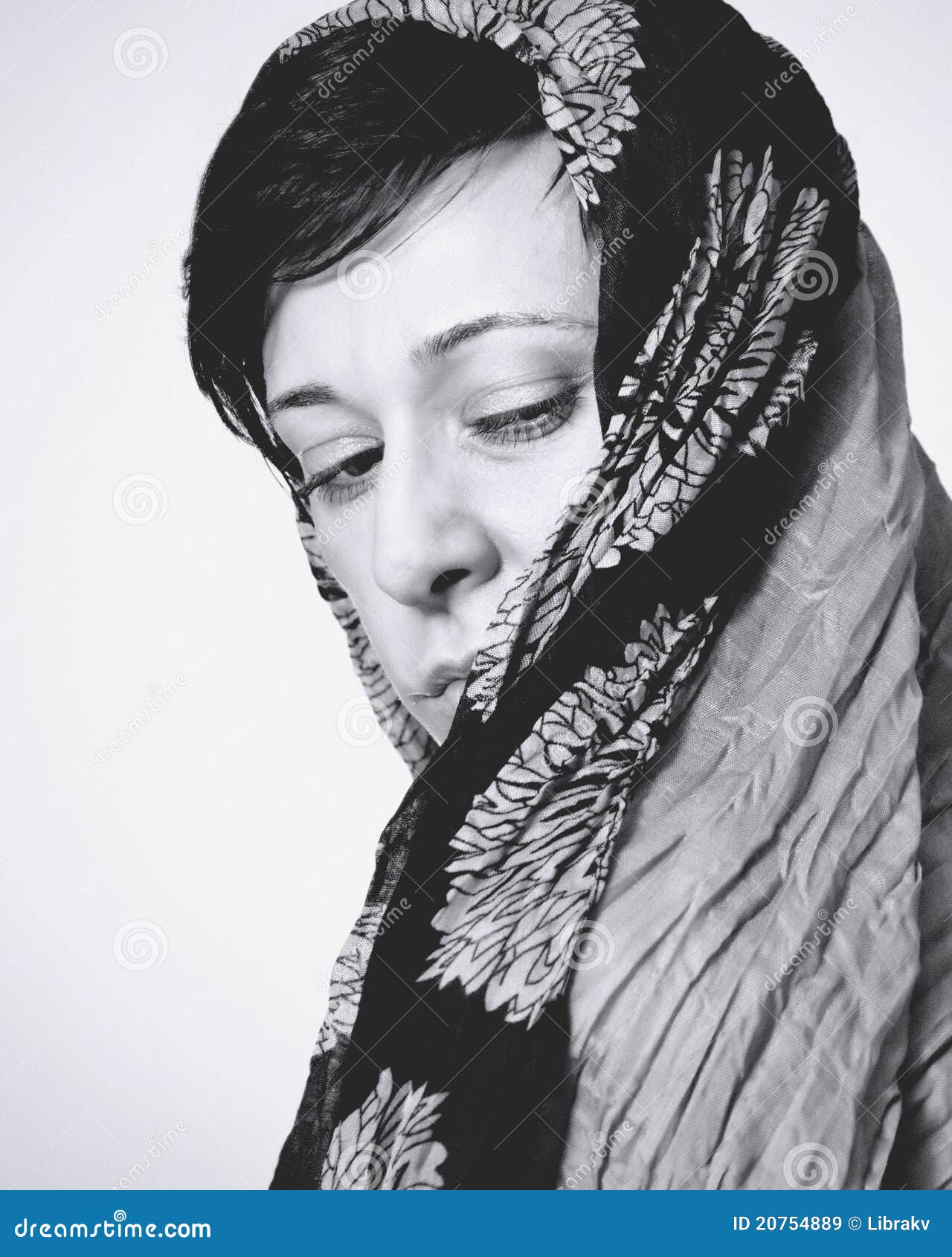 Portrait of a Woman with a Scarf Stock Image - Image of happy, human ...