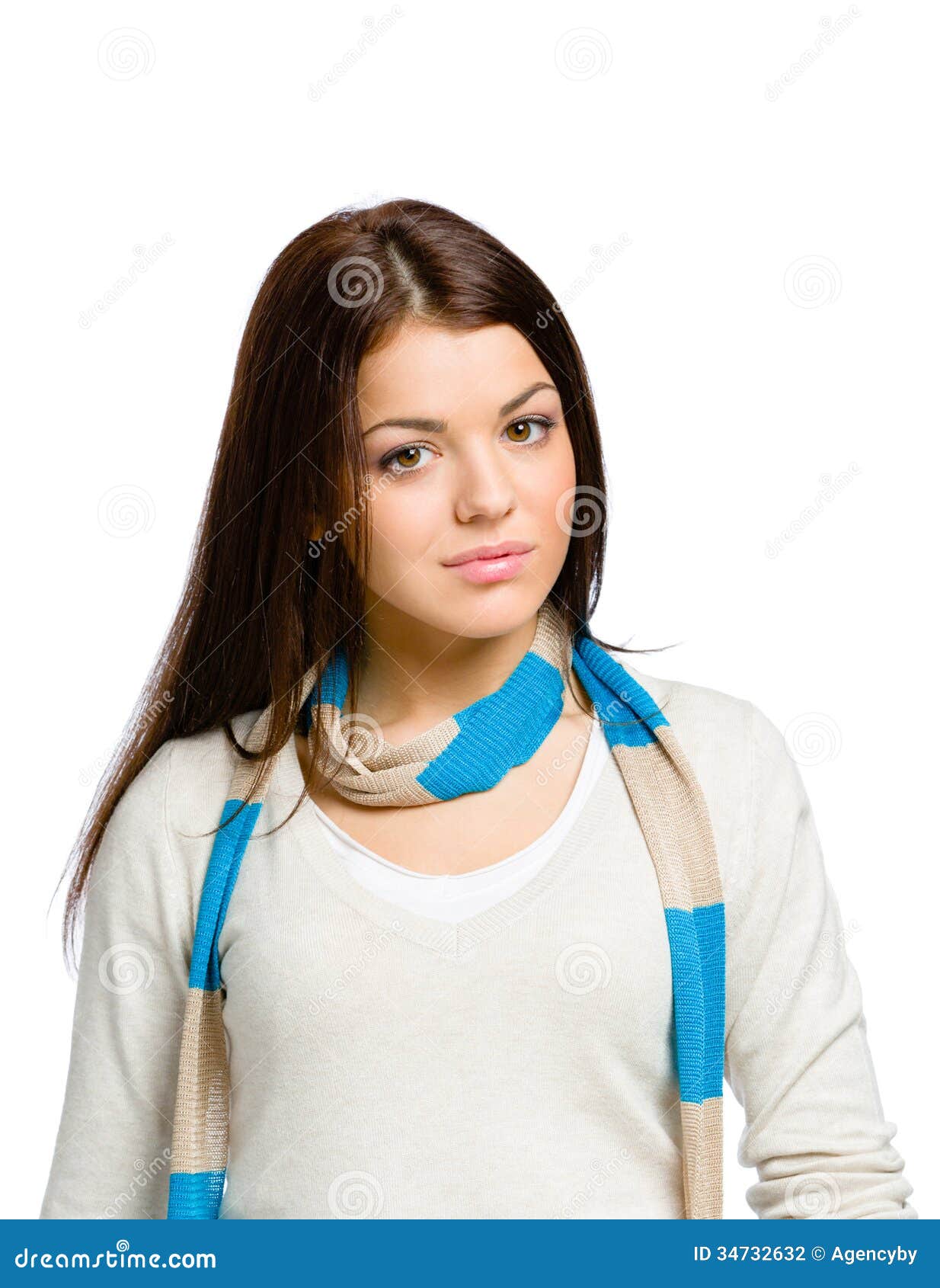 Portrait of Woman with Scarf Stock Photo - Image of adult, format: 34732632