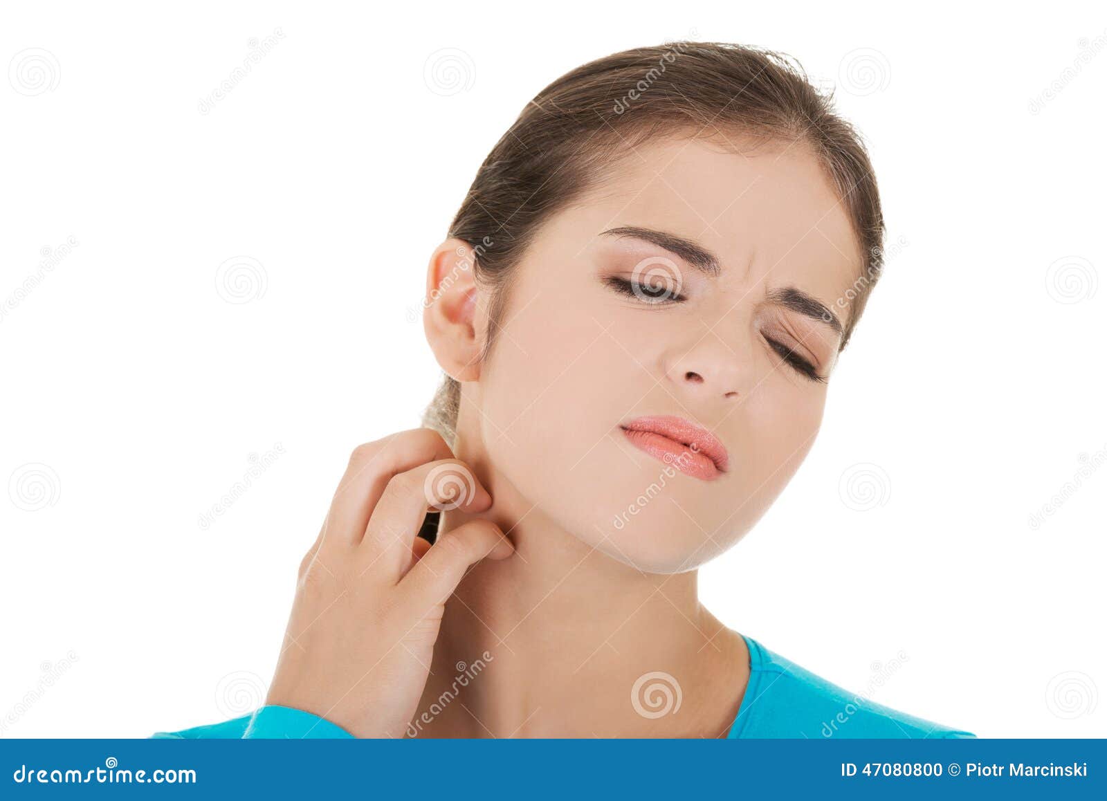 Portrait Of Scratching Girl With Chickenpox Sitting On Bed Stock ...