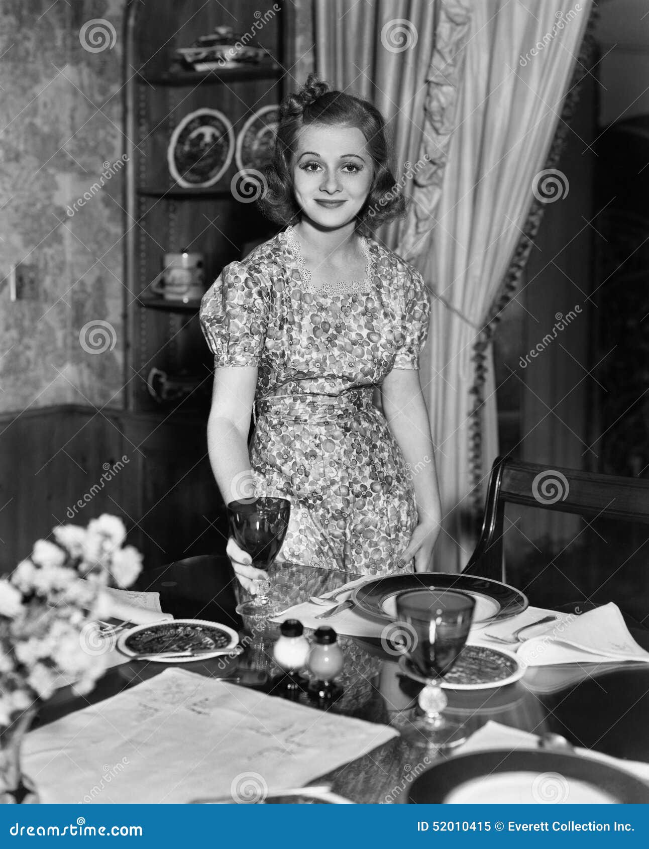 Portrait of Woman Setting Dining Table Stock Image - Image of dining ...