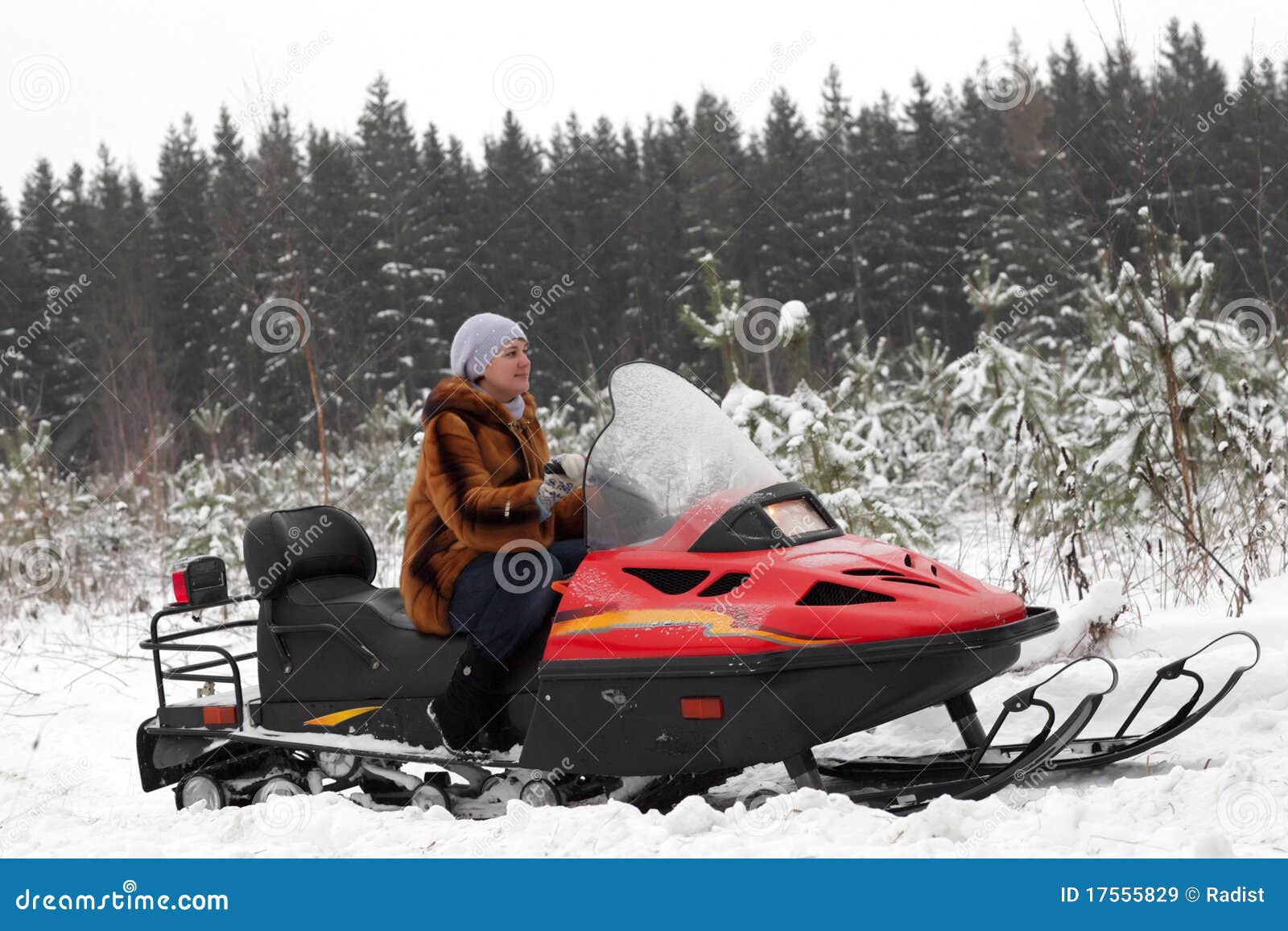 Portrait of Woman on Snowmobile Stock Image - Image of extreme ...