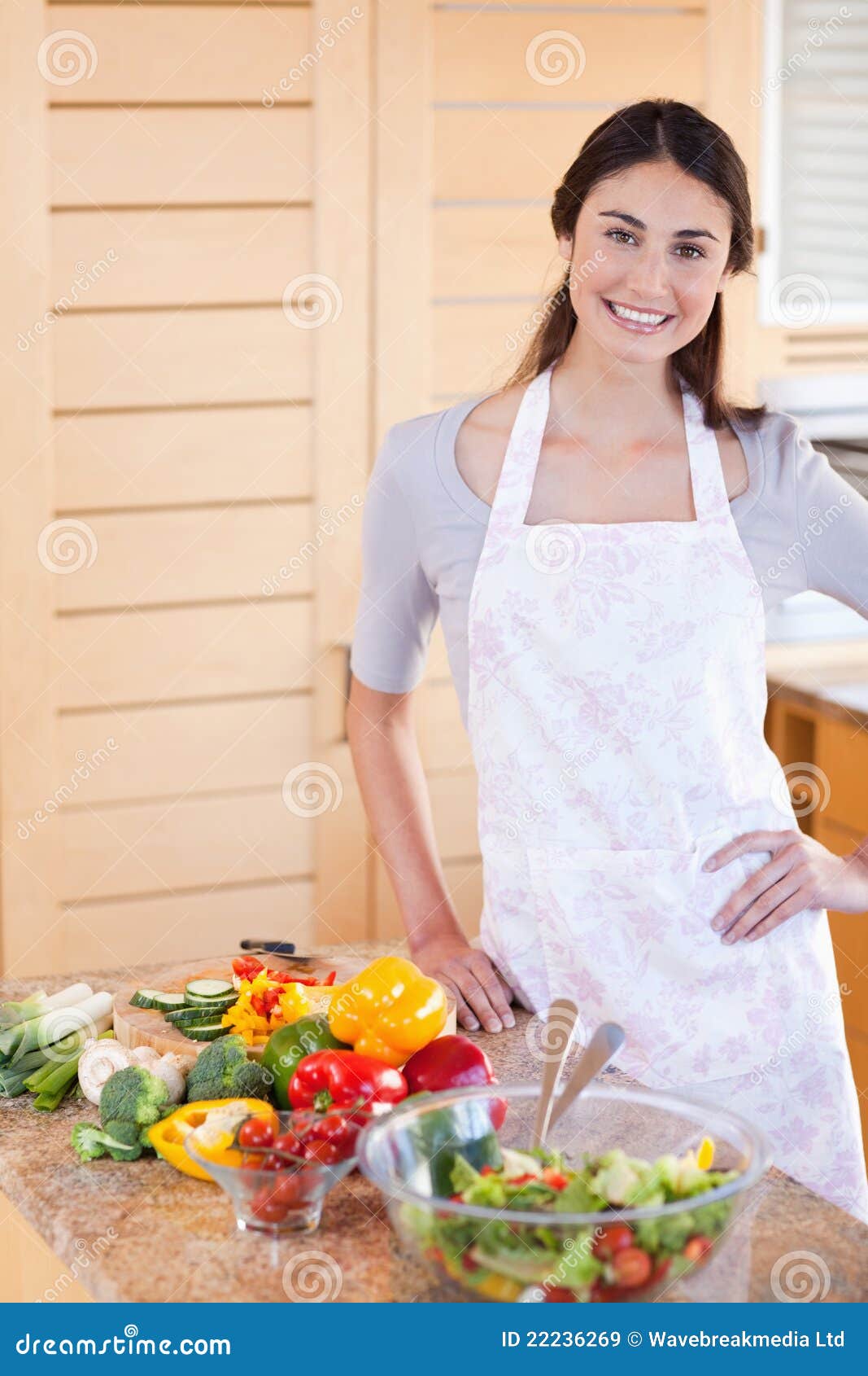 Portrait of a Woman Standing Up Stock Image - Image of cook, colorful ...