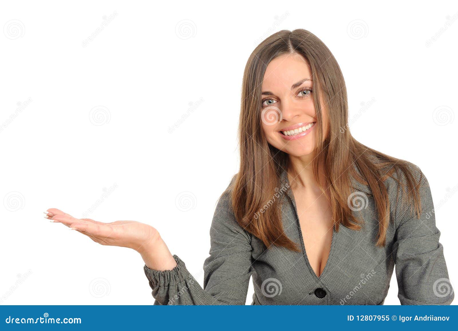 Portrait Woman Stretching Hand, Representing Stock Image - Image of ...