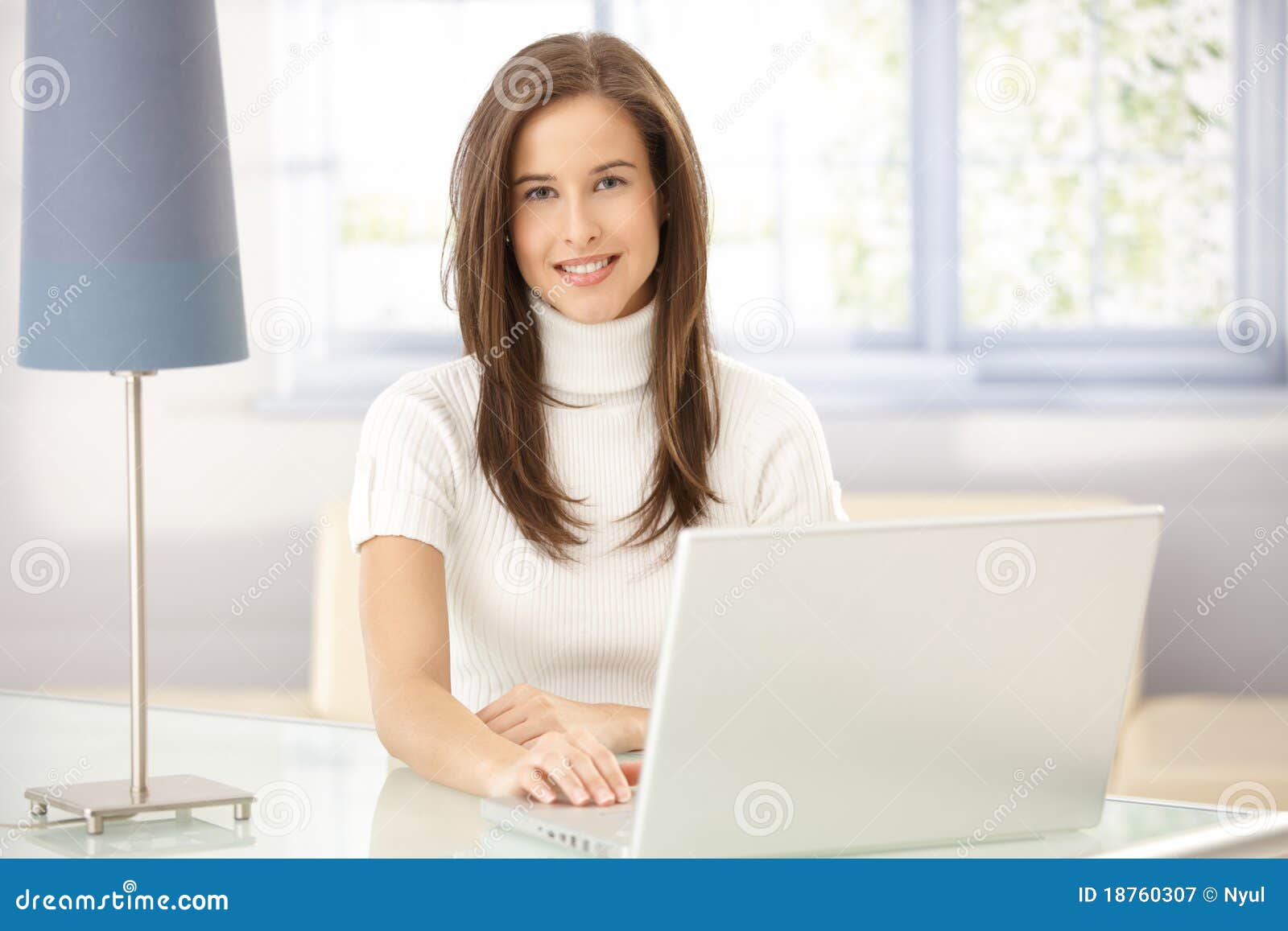 Portrait of woman in study stock image. Image of face - 18760307