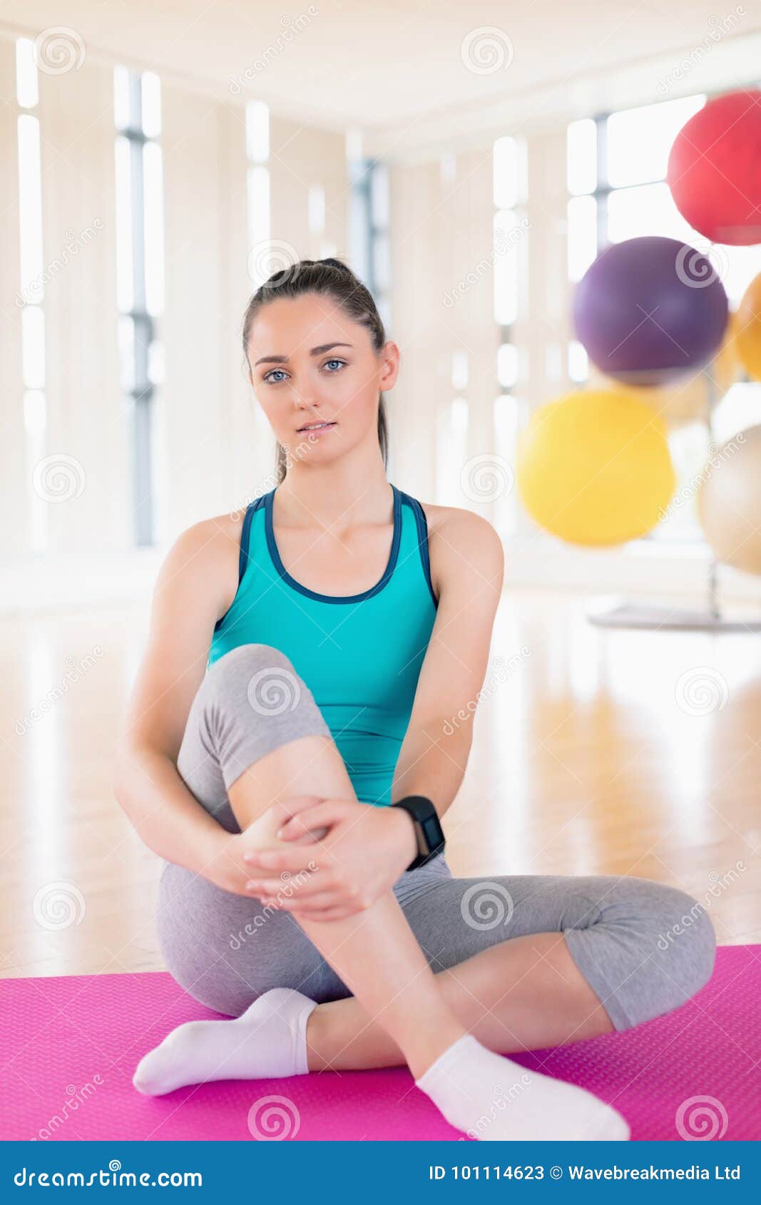 Woman Taking a Break in Gym Stock Image - Image of routine, active ...