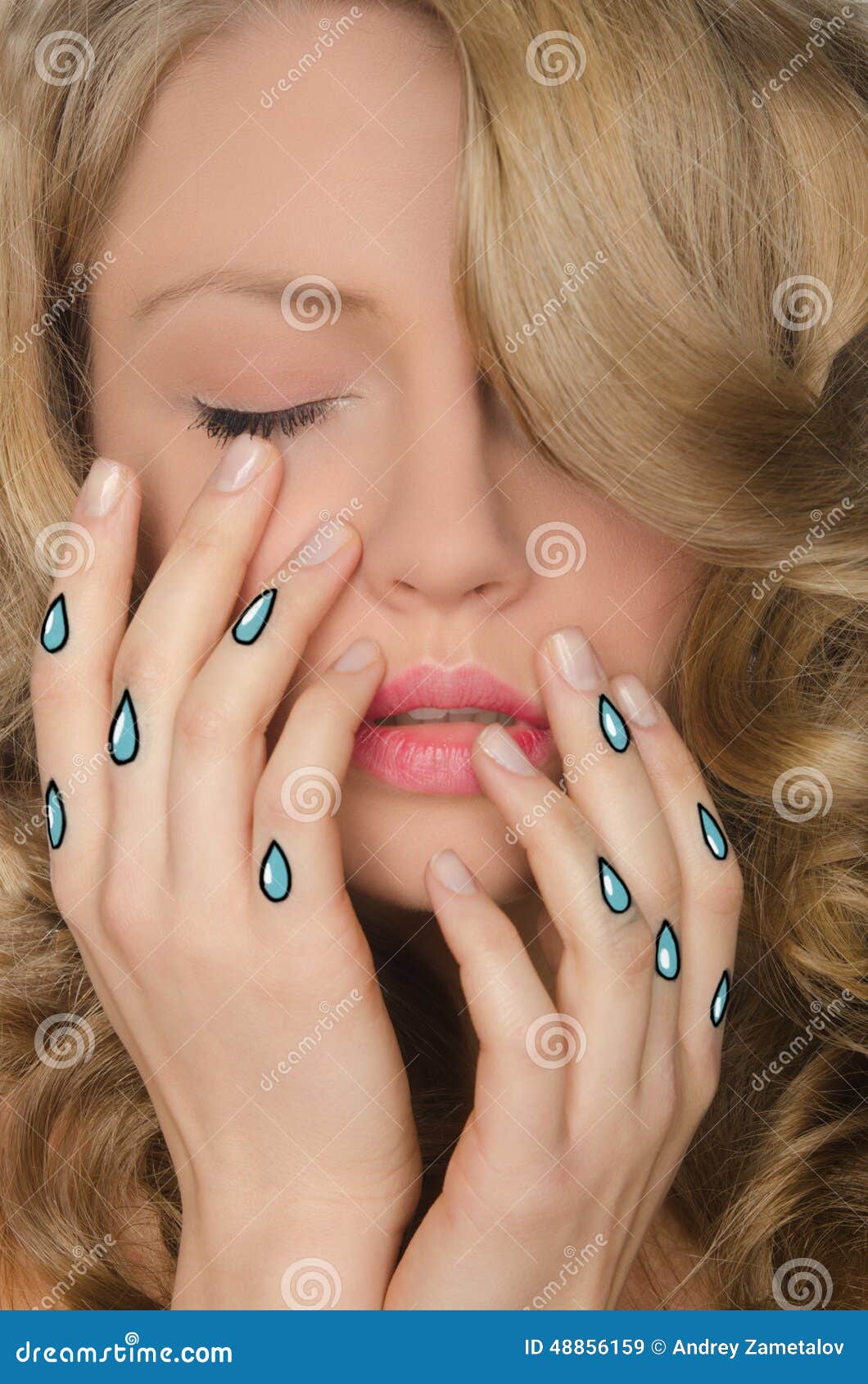 Portrait of Woman with Tears in Hands Stock Image - Image of shot ...