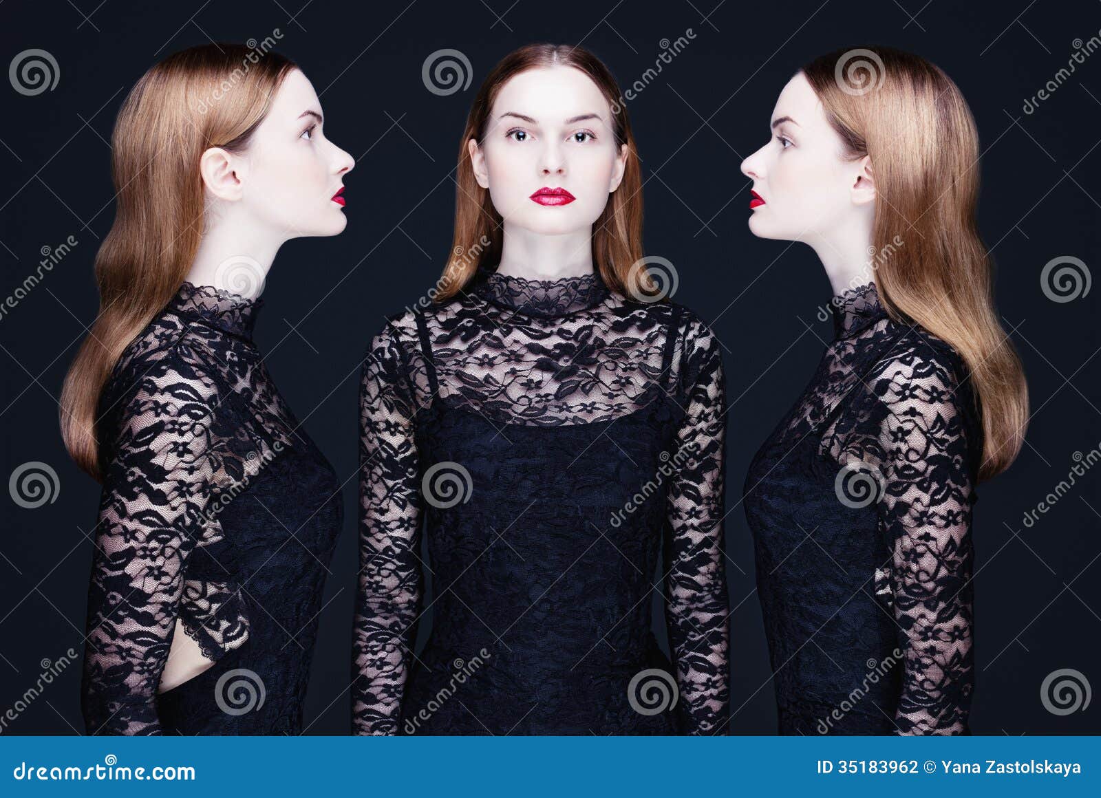 Portrait of a Woman in the Three Angles Stock Photo - Image of health ...