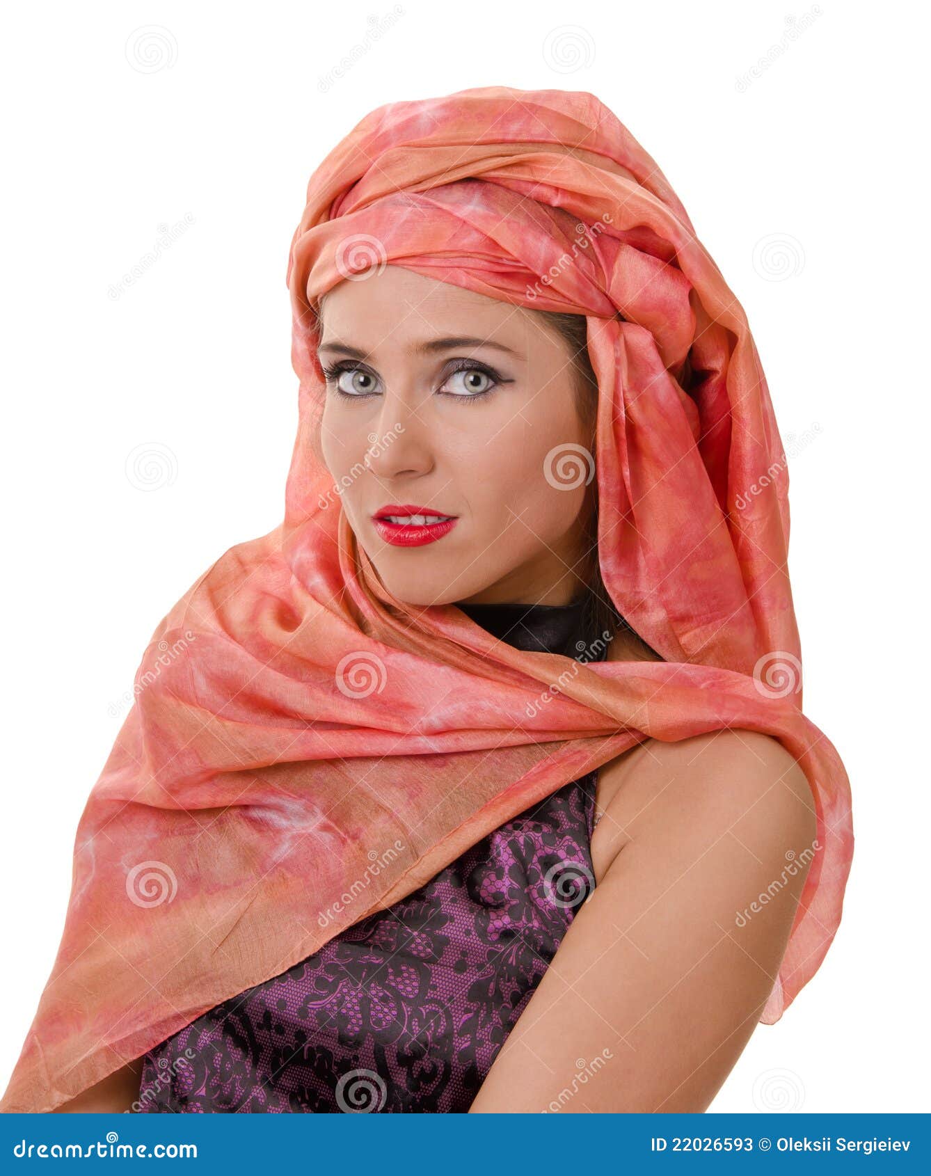 Portrait of Woman in a Turban Stock Image - Image of looking, model ...