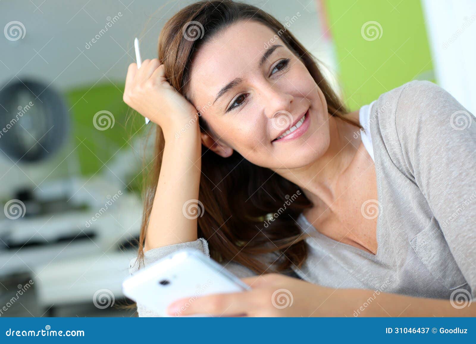 Portrait of Woman Using a Smartphone Stock Image - Image of woman ...