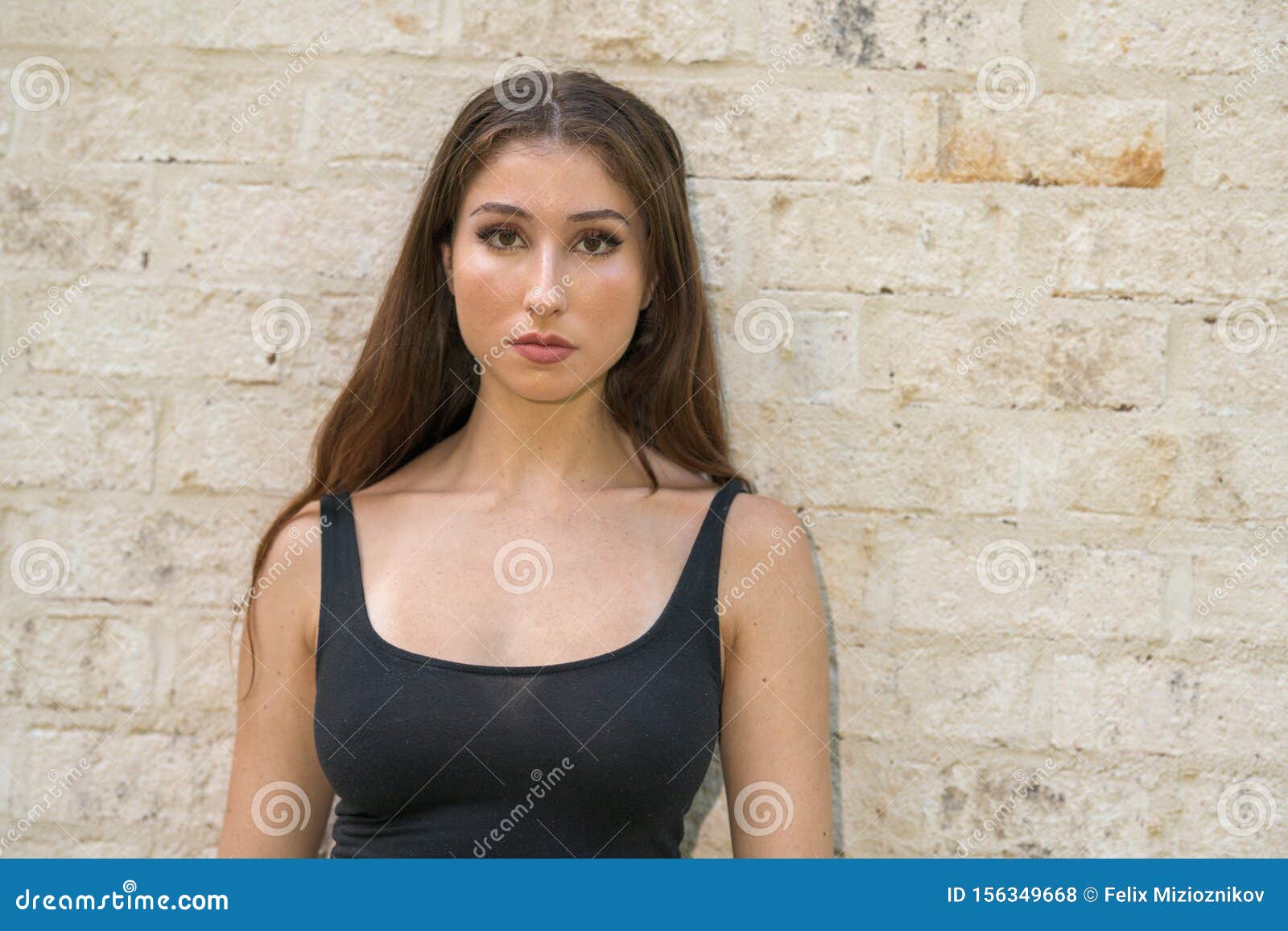 Portrait of a Woman on a Wall Using Direct Flash Stock Photo - Image of ...