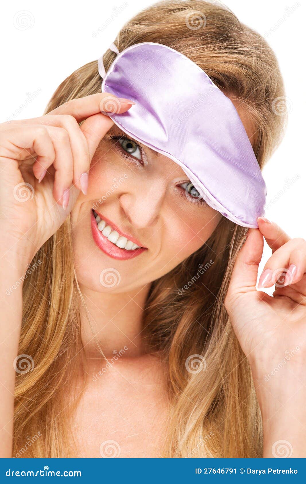 Portrait of Woman Wearing a Sleeping Mask Stock Image - Image of ...