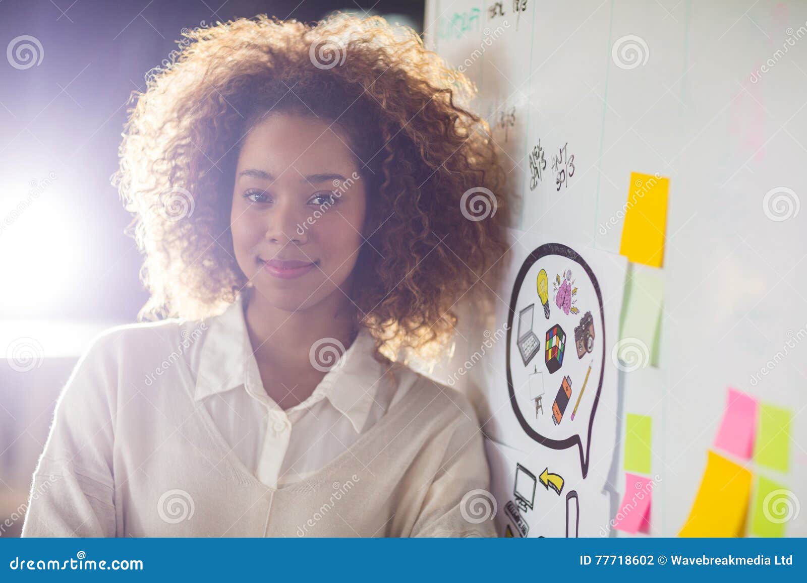 Portrait of Woman by Whiteboard Stock Photo - Image of front, indoors ...
