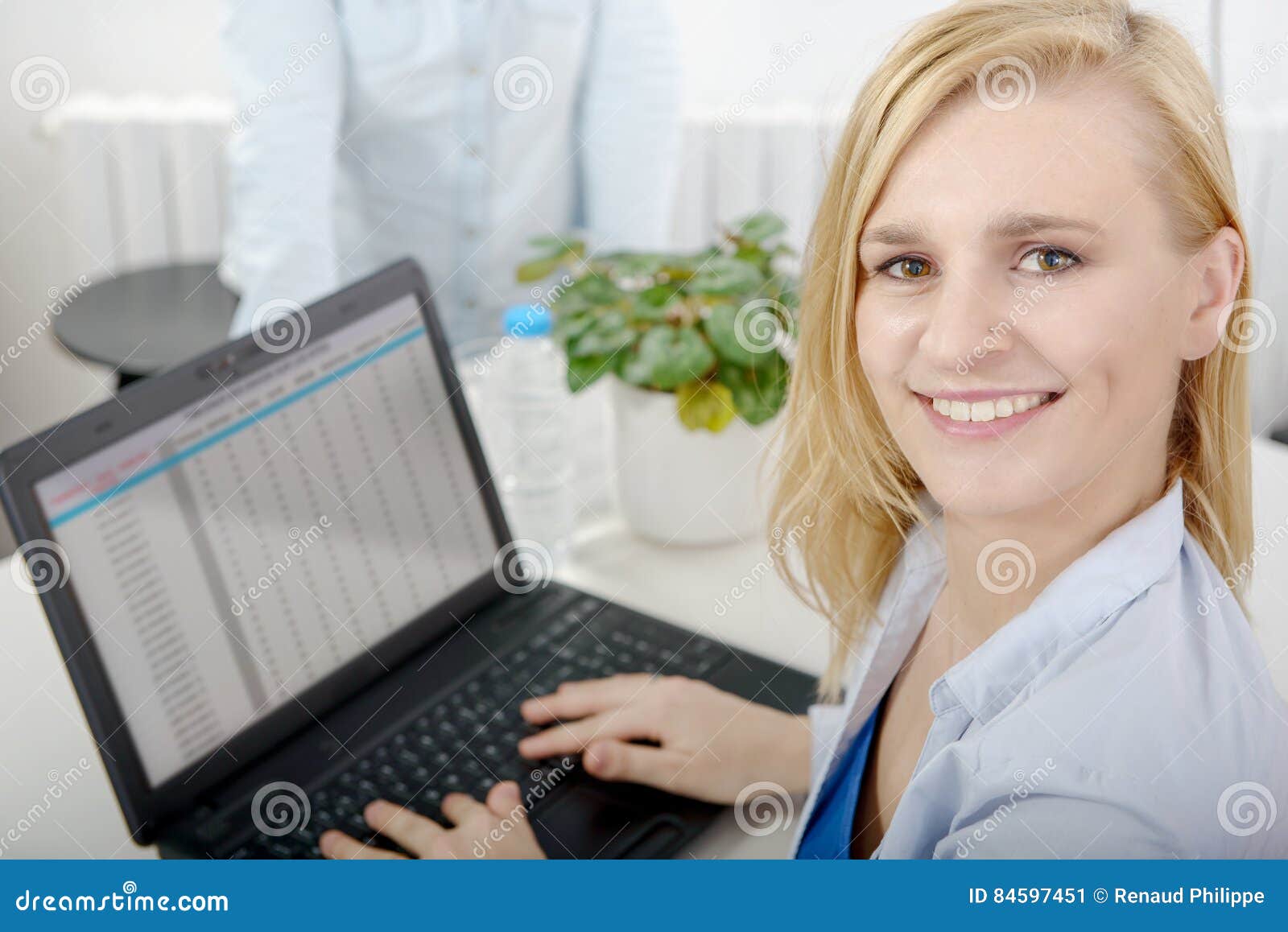 Portrait of a Woman Working with a Computer Stock Image - Image of ...