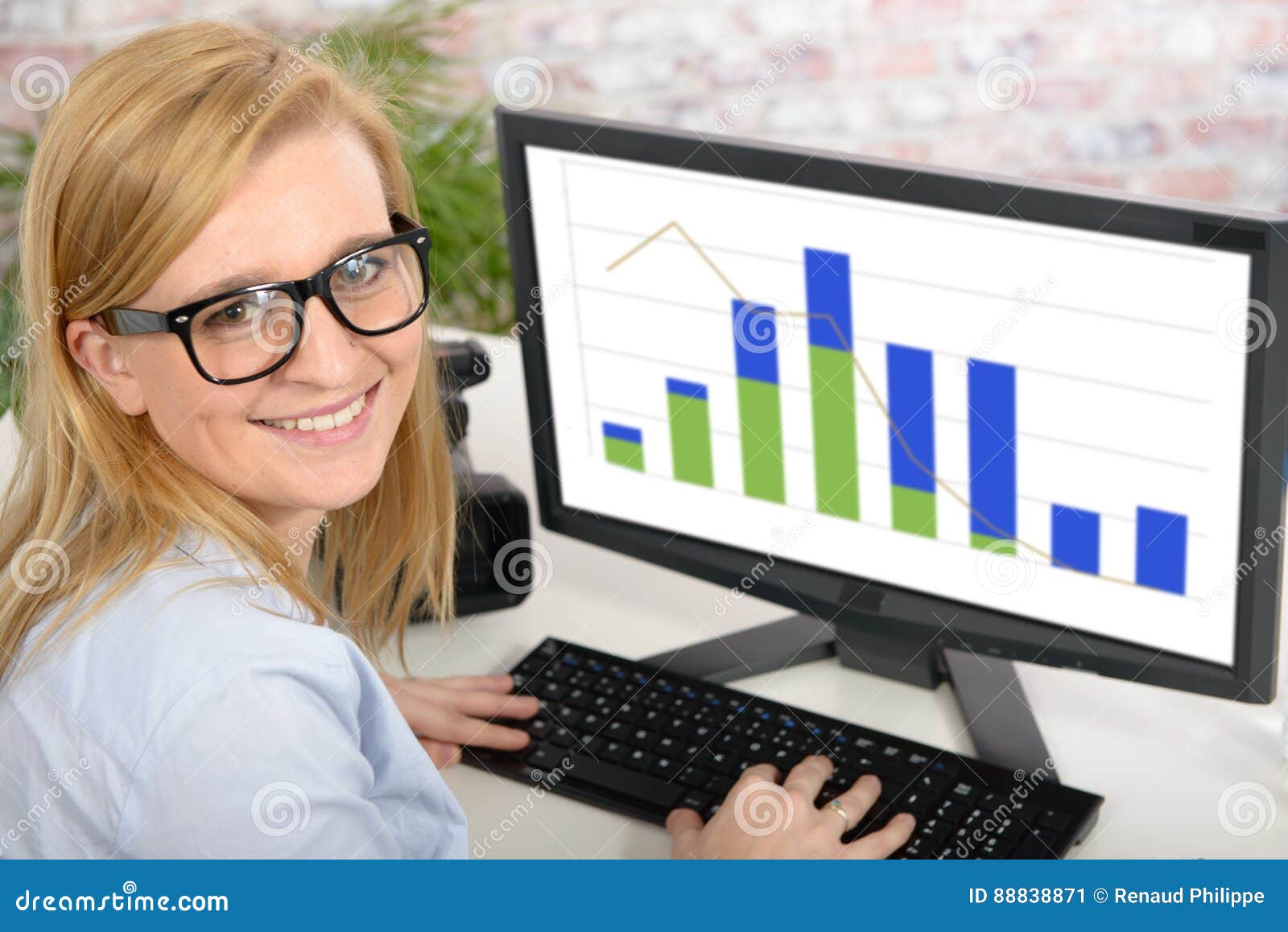 Portrait of a Woman Working with a Computer Stock Image - Image of ...