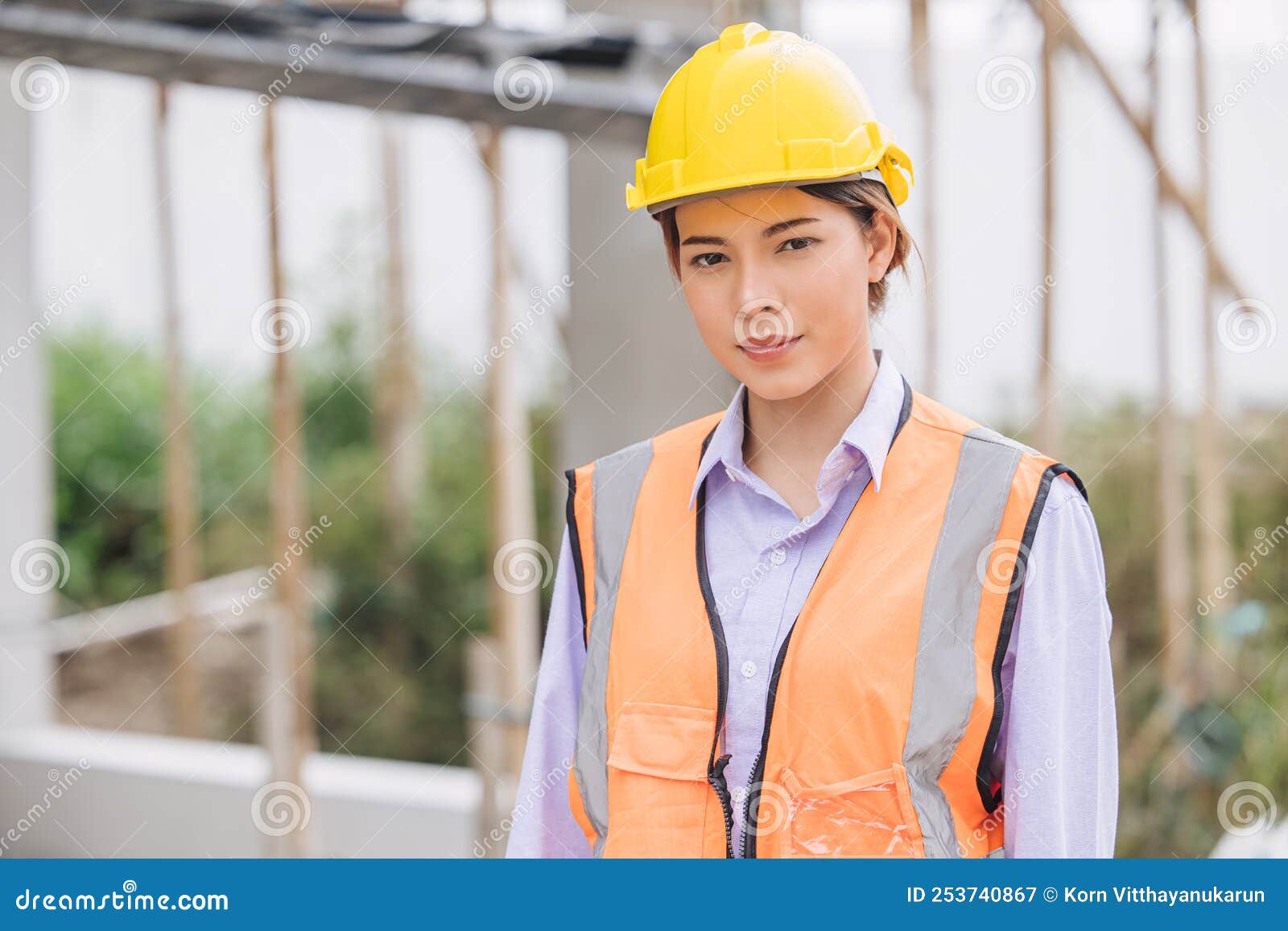 Portrait Women Engineer Worker Foreman Builder Work in Construction ...