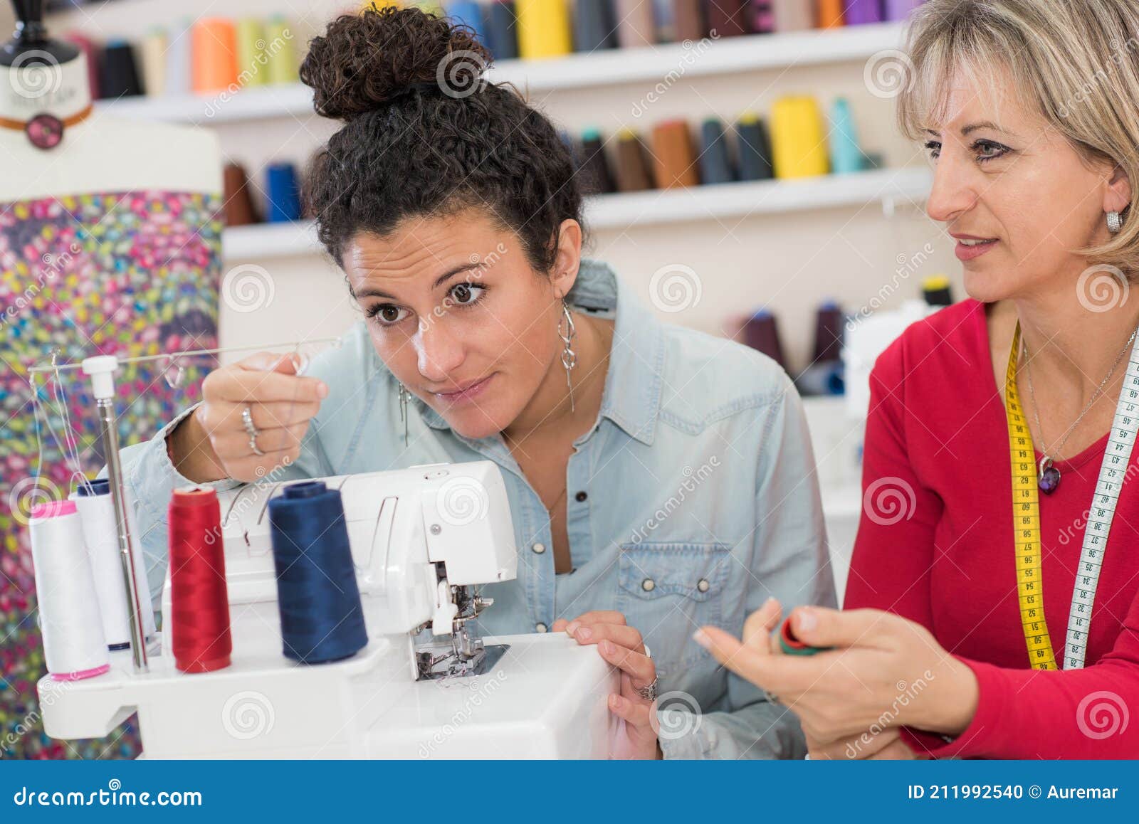 Portrait Women during Sewing Process Stock Photo - Image of tailoring ...