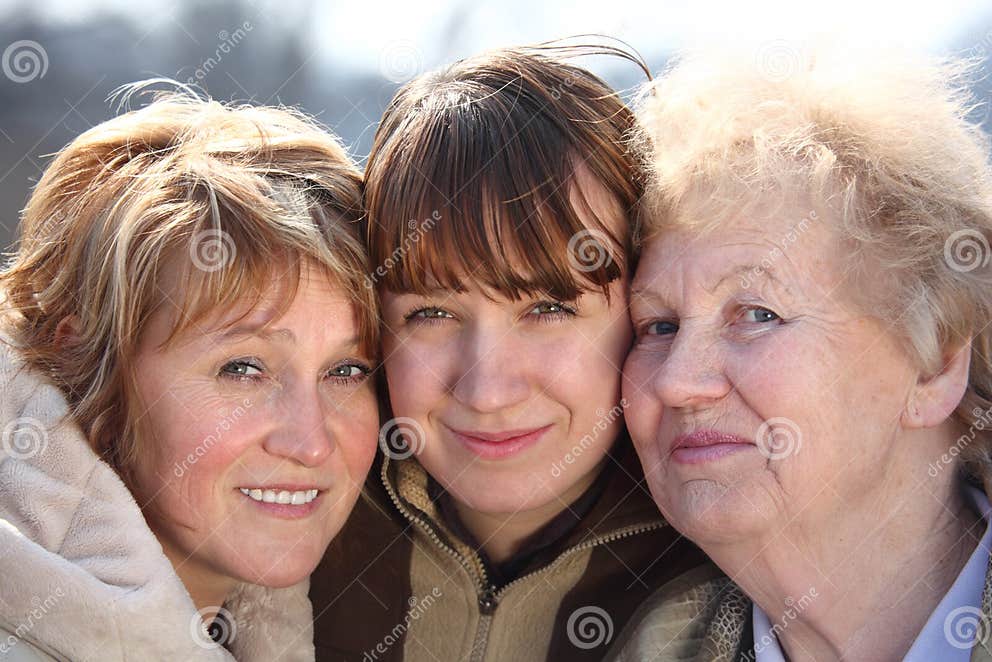 Portrait of Women of Three Generations Stock Image - Image of ...