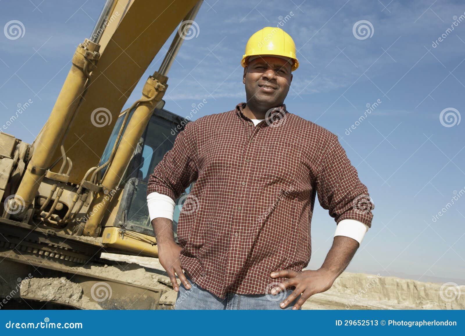 Portrait Of A Worker With A Hood On His Head, Medium Plan In Profile ...