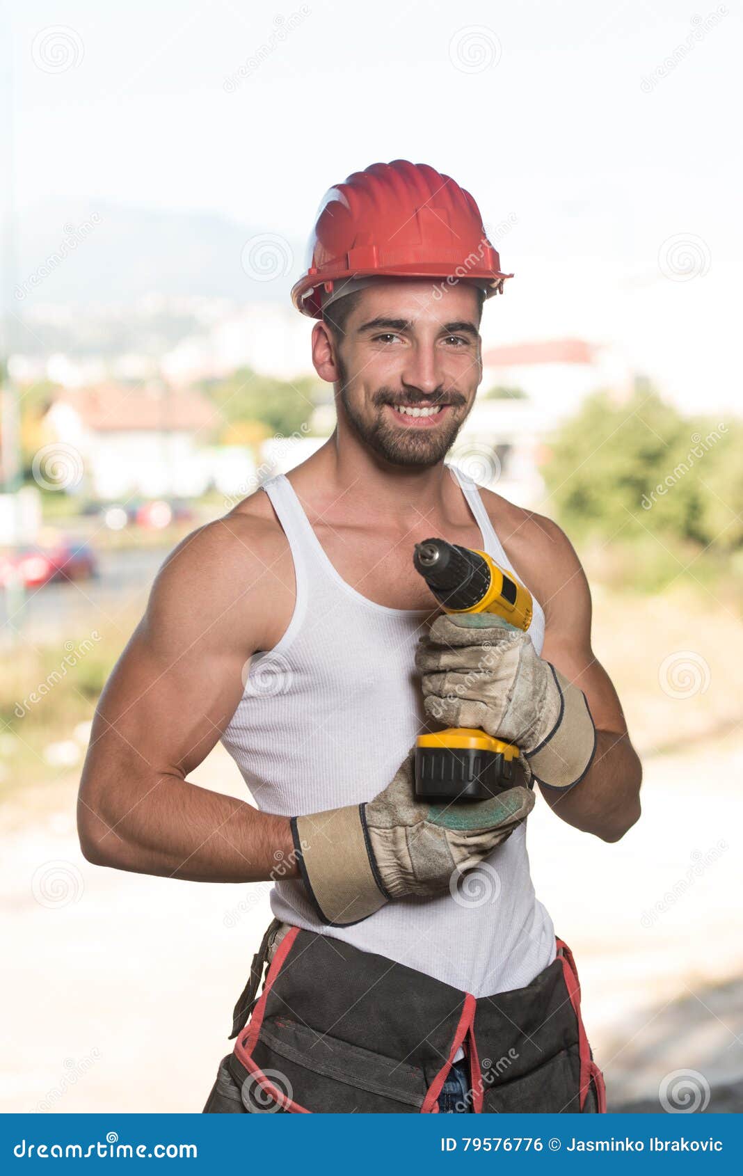 Portrait of a Worker with Drill Stock Photo - Image of employment ...