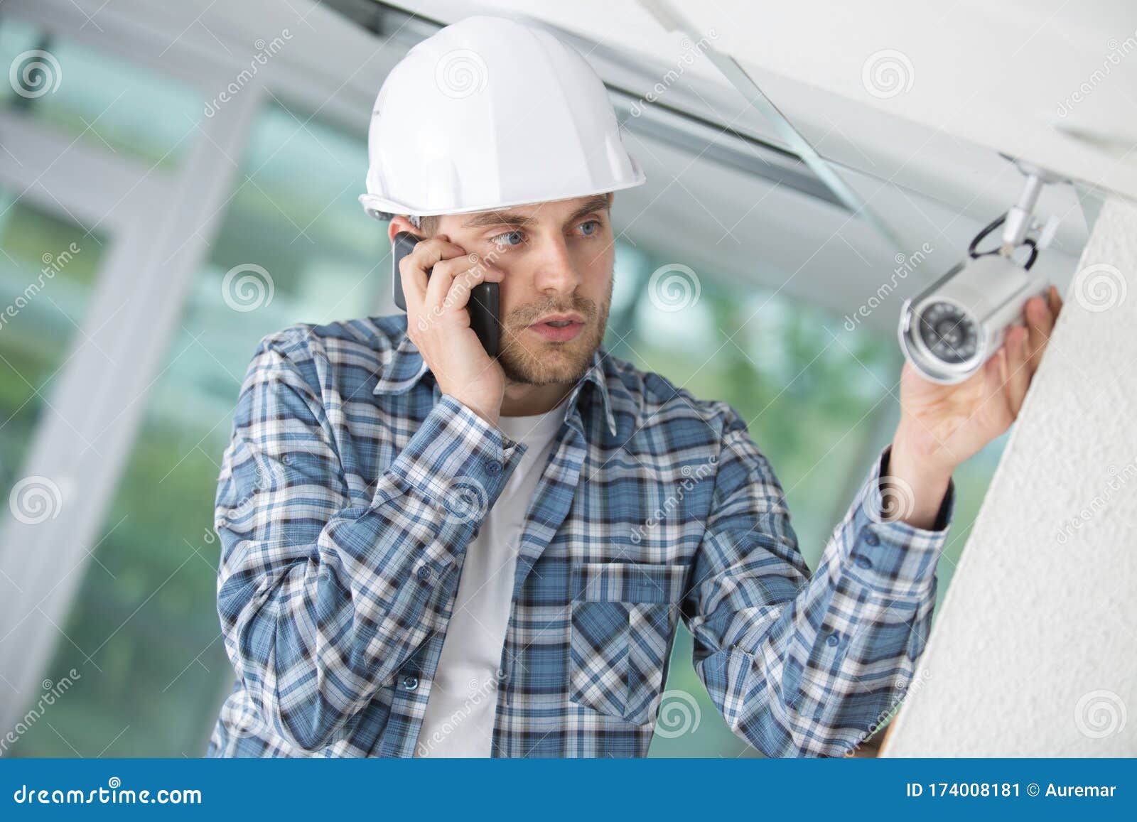 Portrait Worker Fixing Cctv Defect Stock Image - Image of secure ...