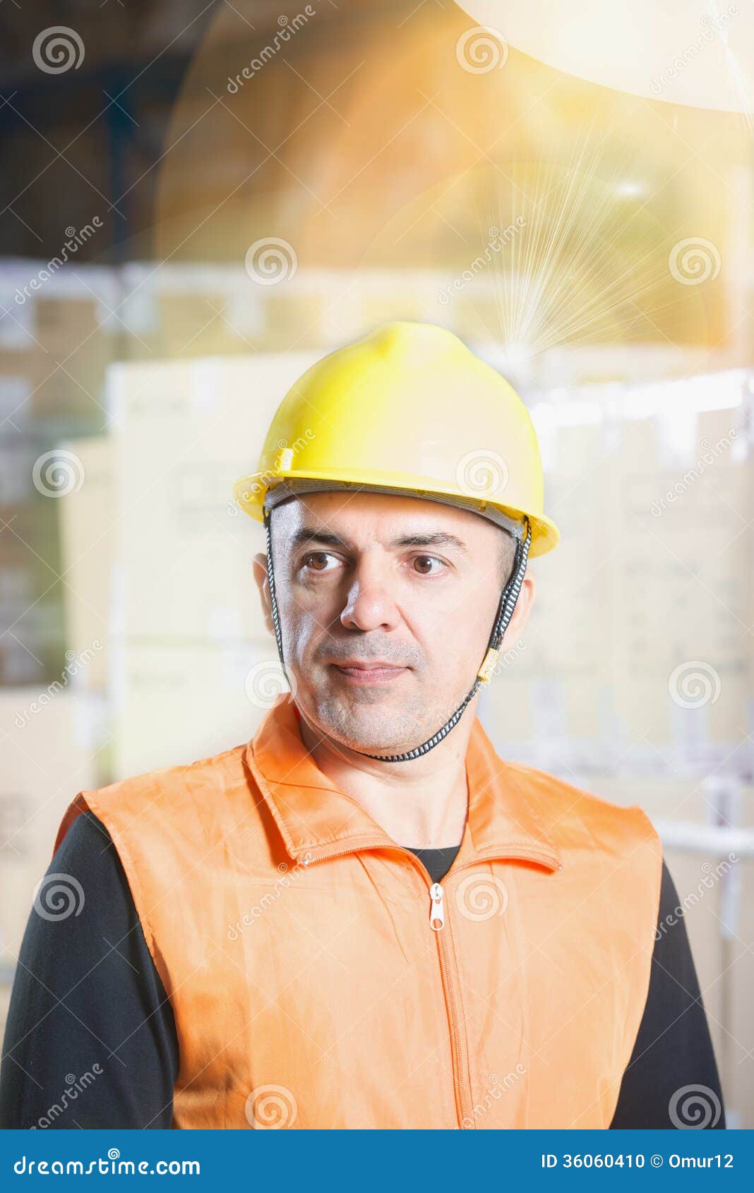 Portrait worker in helmet stock photo. Image of positive - 36060410