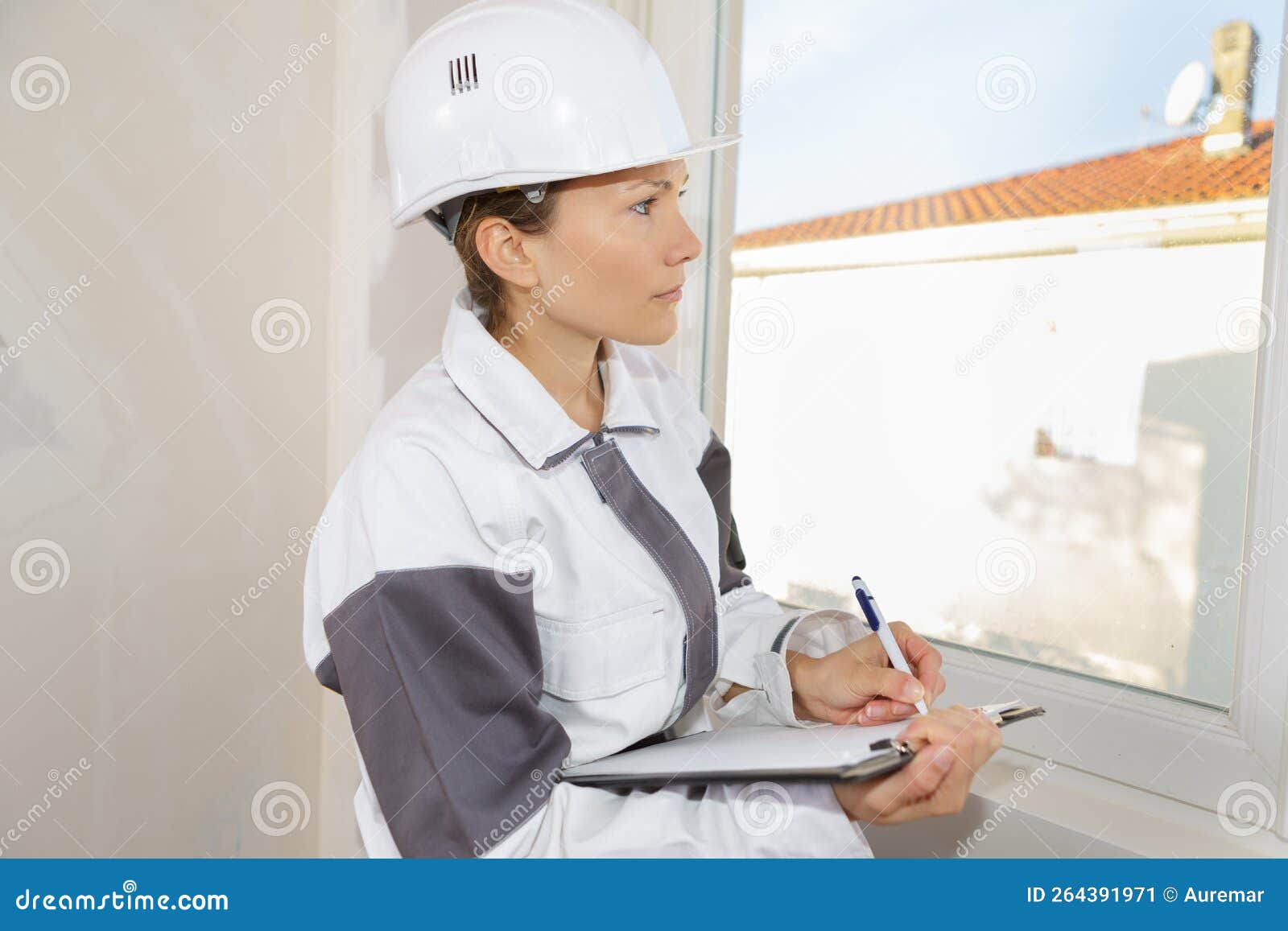 Portrait Worker Inspecting Construction Site Stock Image - Image of ...