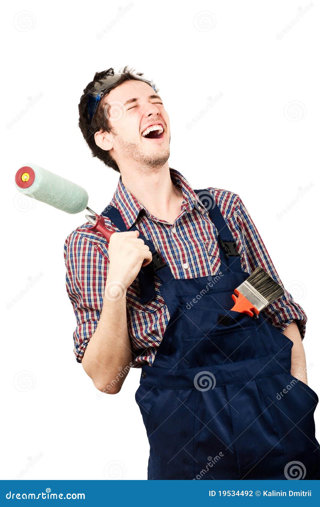 Portrait of Worker Laughing Stock Photo - Image of occupation ...