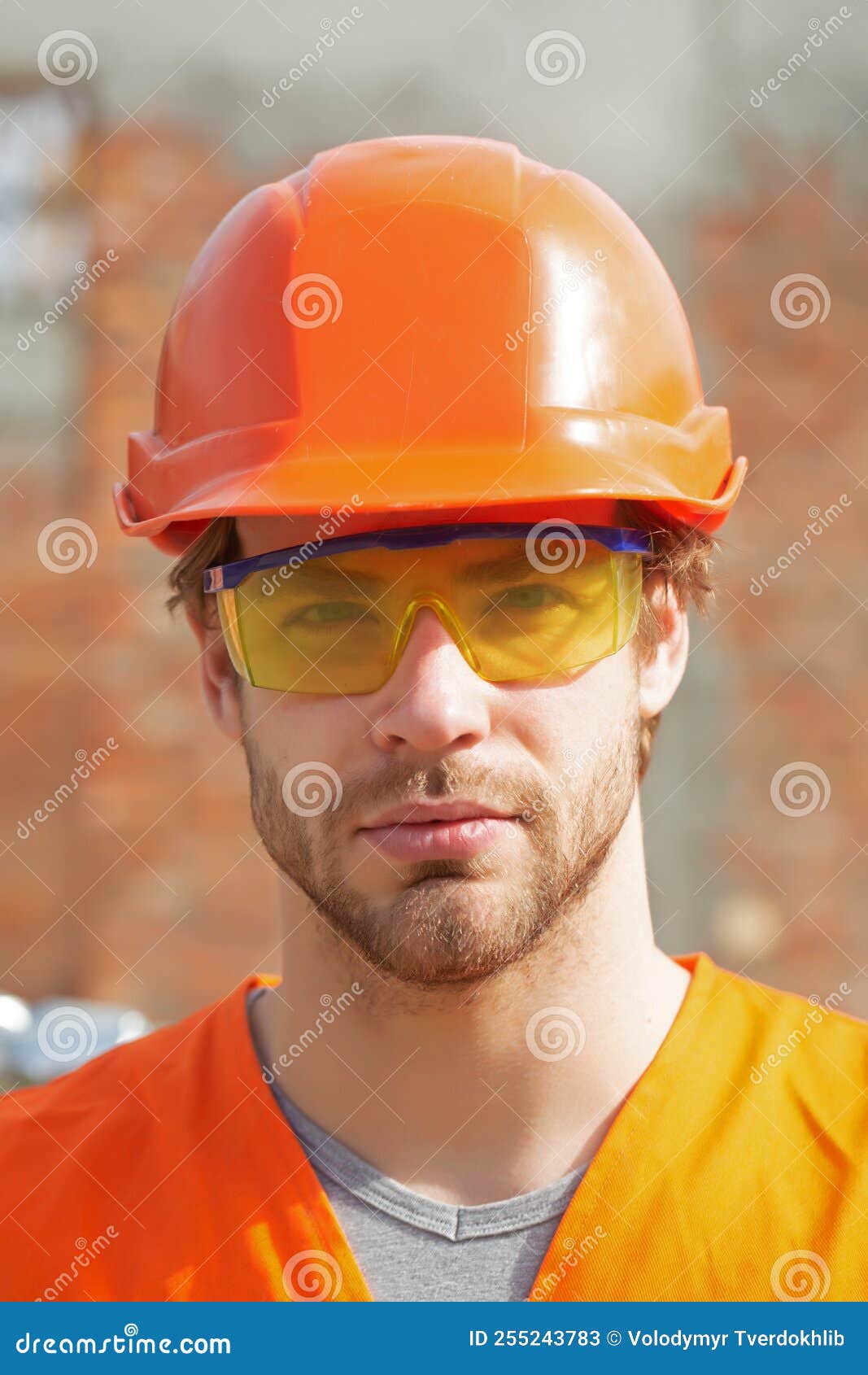 Portrait of Worker Man at Construction Site. Construction Builder ...
