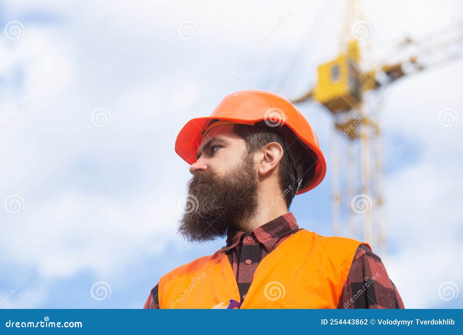 Portrait of Worker Man at Construction Site. Building and Construction ...